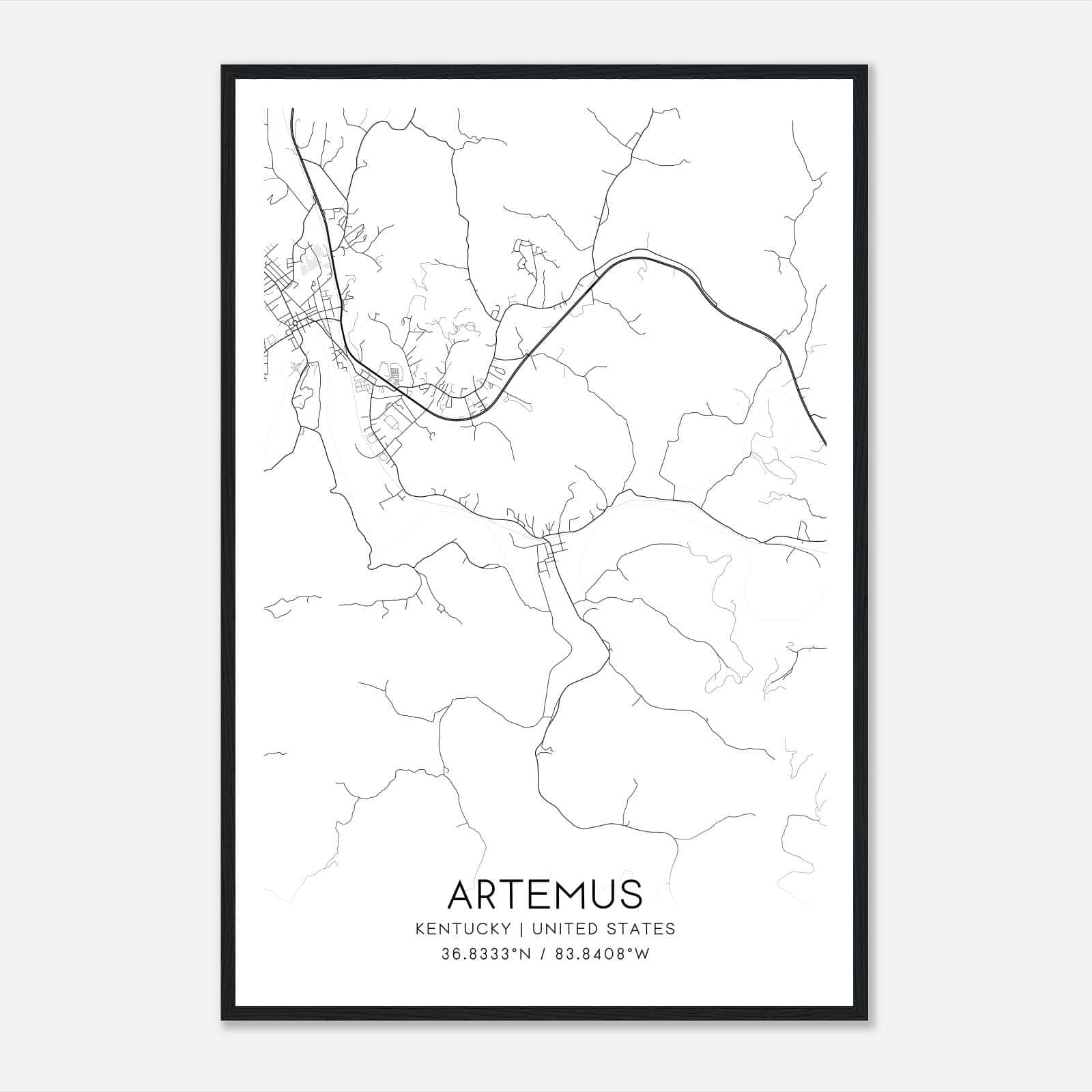 Artemus Kentucky Map Poster, Modern Home Decor Wall Art Print - Custom ...