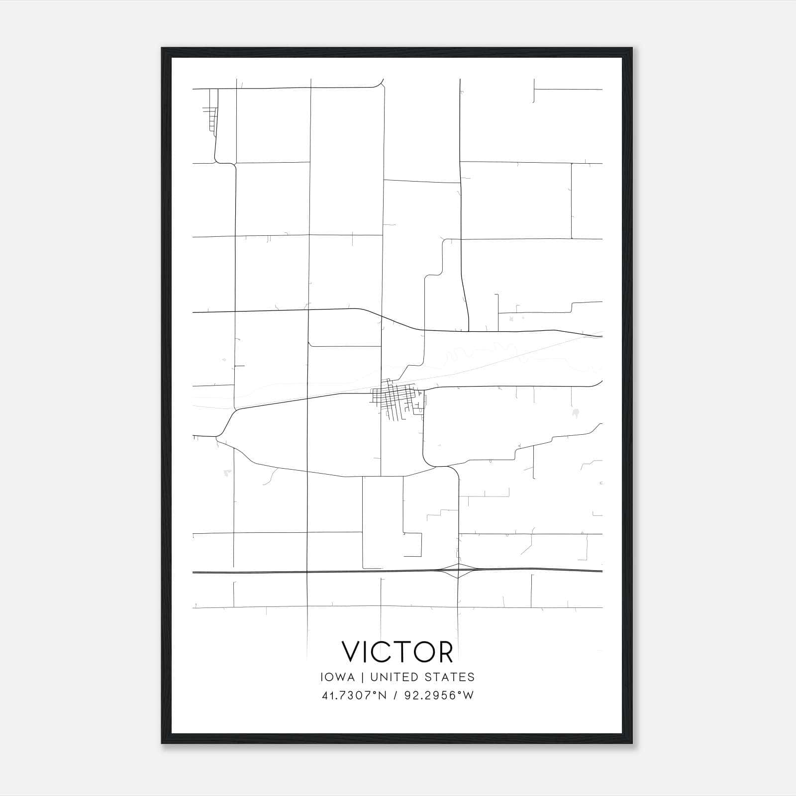 Victor Iowa Map Poster, Modern Home Decor Wall Art Print - Custom Maps ...