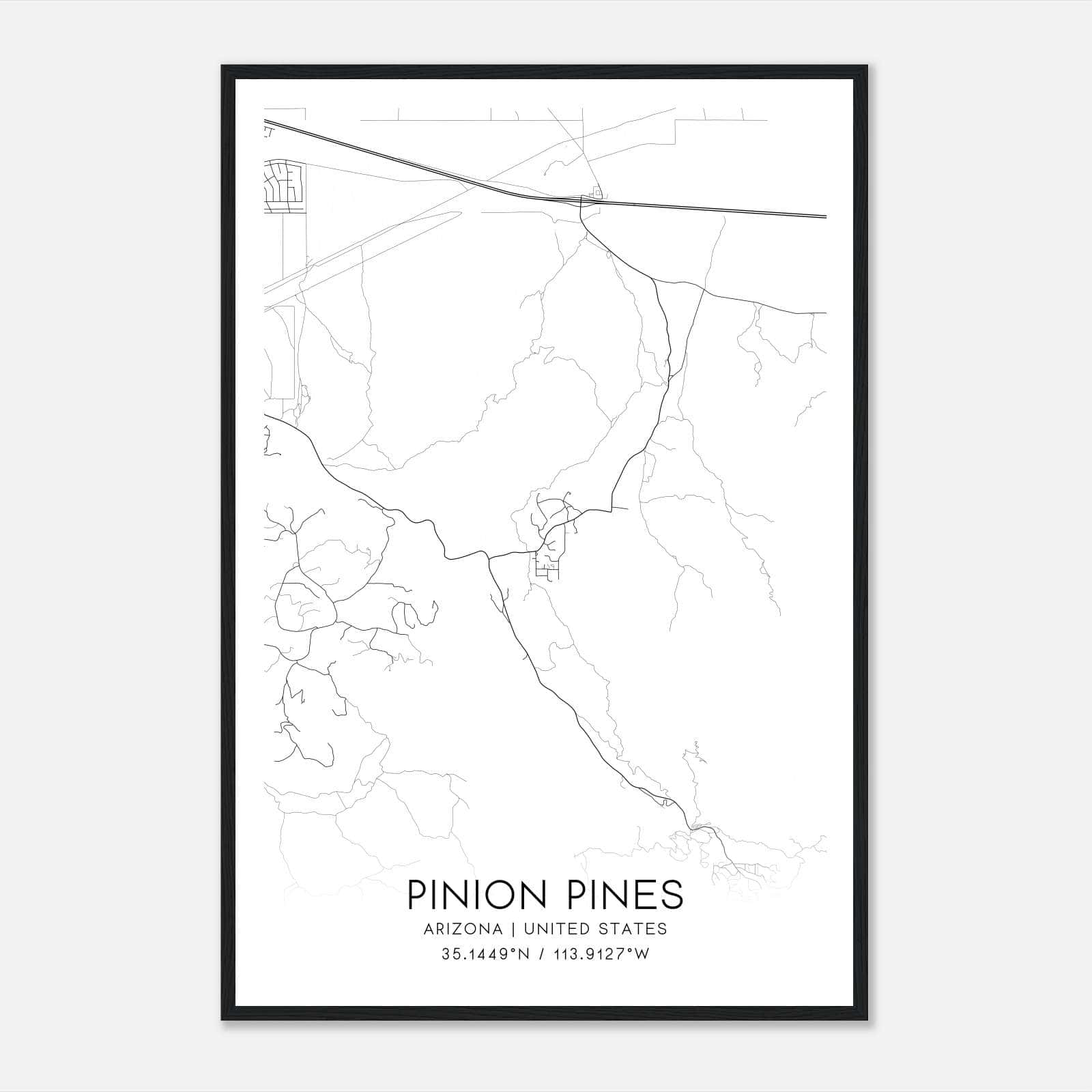 Pinion Pines Arizona Map Poster, Modern Home Decor Wall Art Print ...