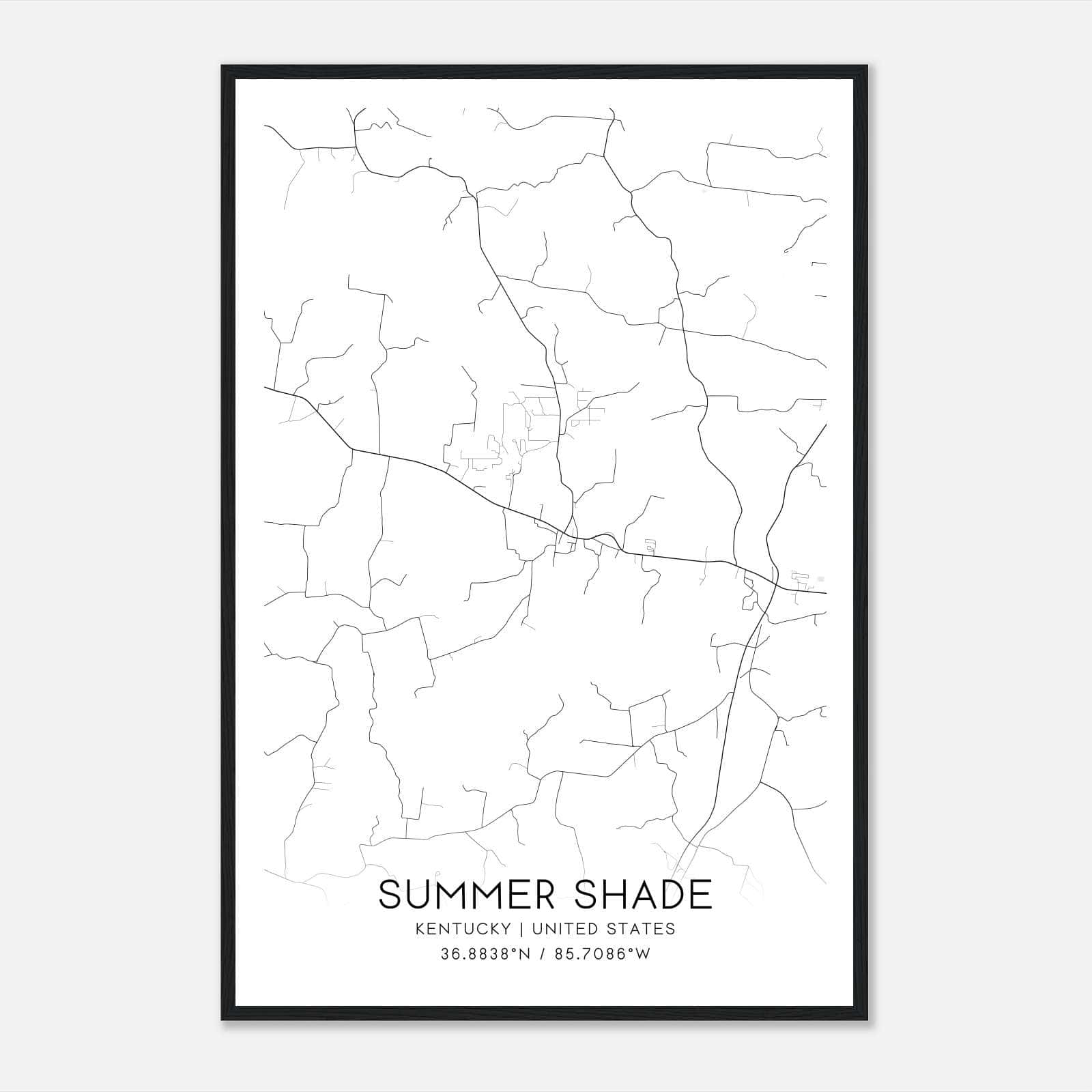 Summer Shade Kentucky Map Poster, Modern Home Decor Wall Art Print ...