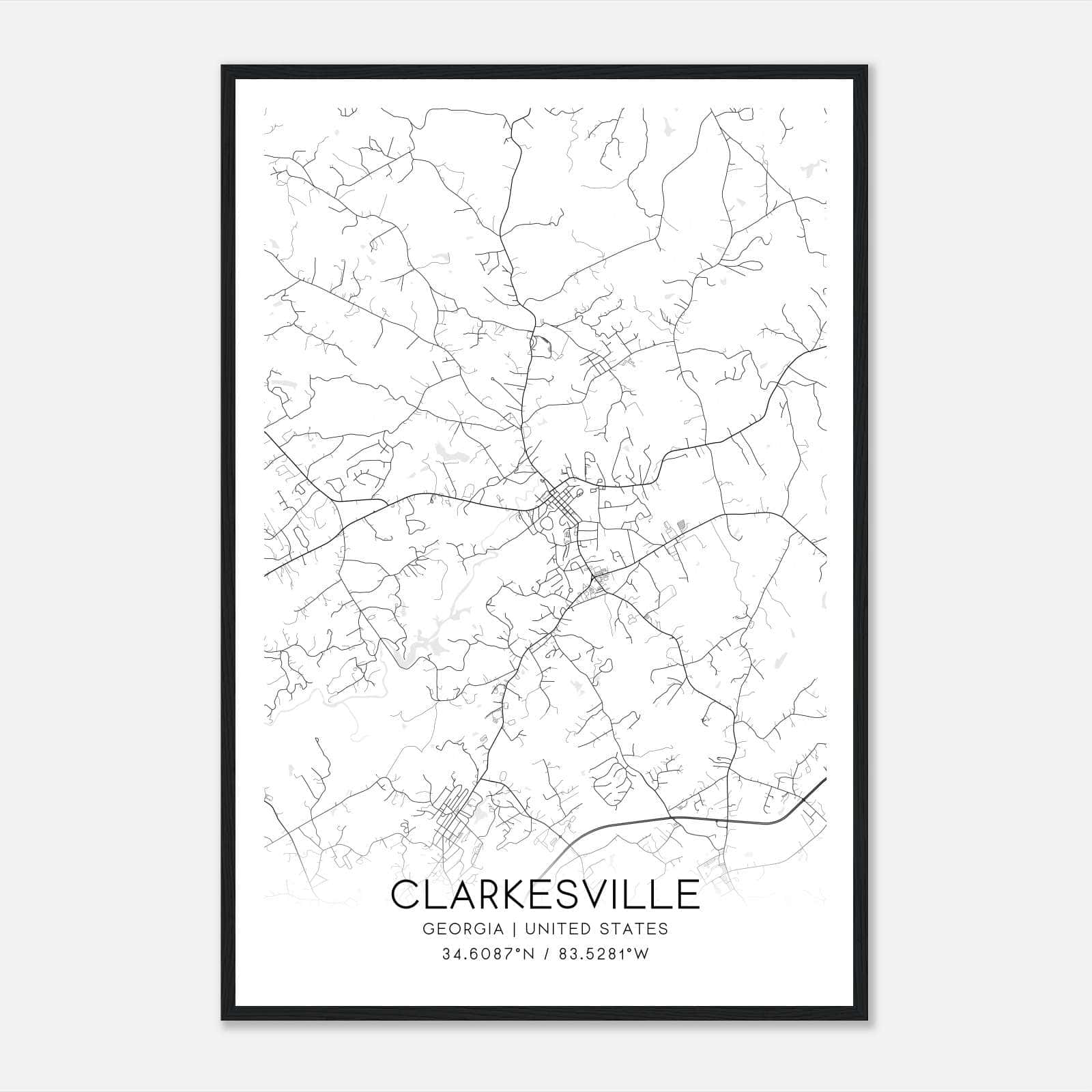 Clarkesville Georgia Map Poster, Modern Home Decor Wall Art Print ...