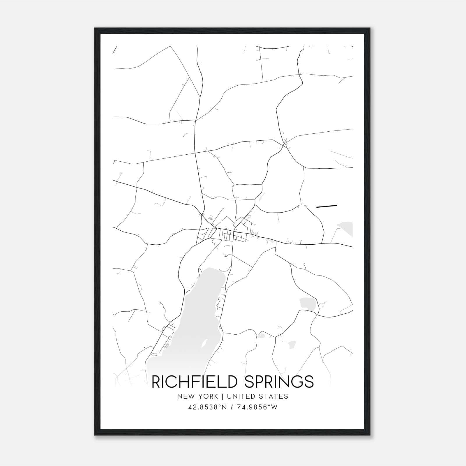 Richfield Springs New York Map Poster, Modern Home Decor Wall Art Print ...