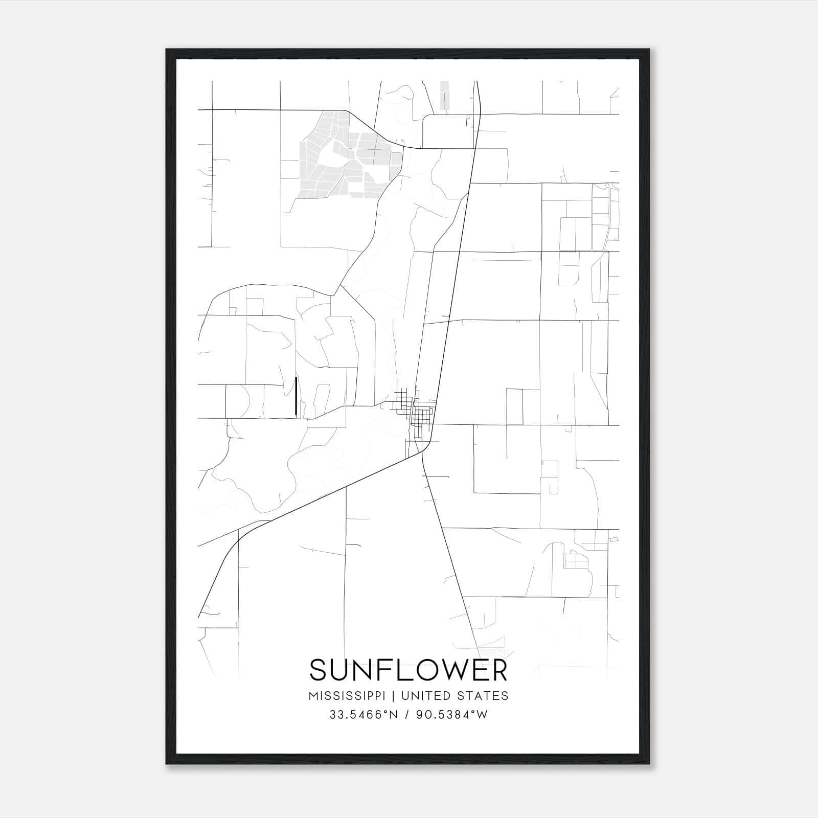 Sunflower Mississippi Map Poster, Modern Home Decor Wall Art Print ...