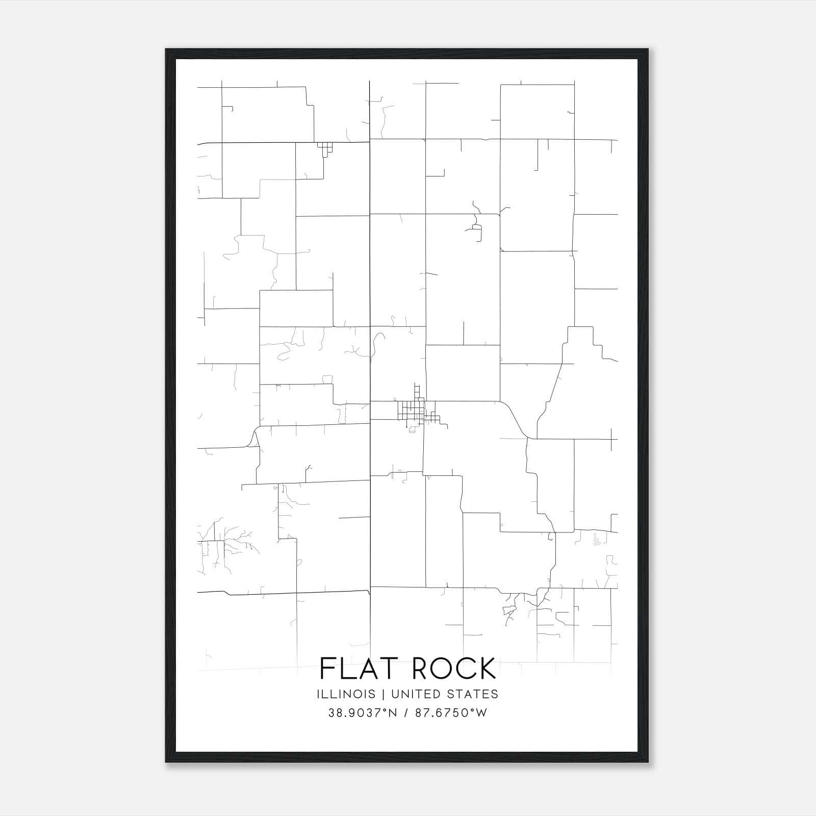 Flat Rock Illinois Map Poster, Modern Home Decor Wall Art Print ...