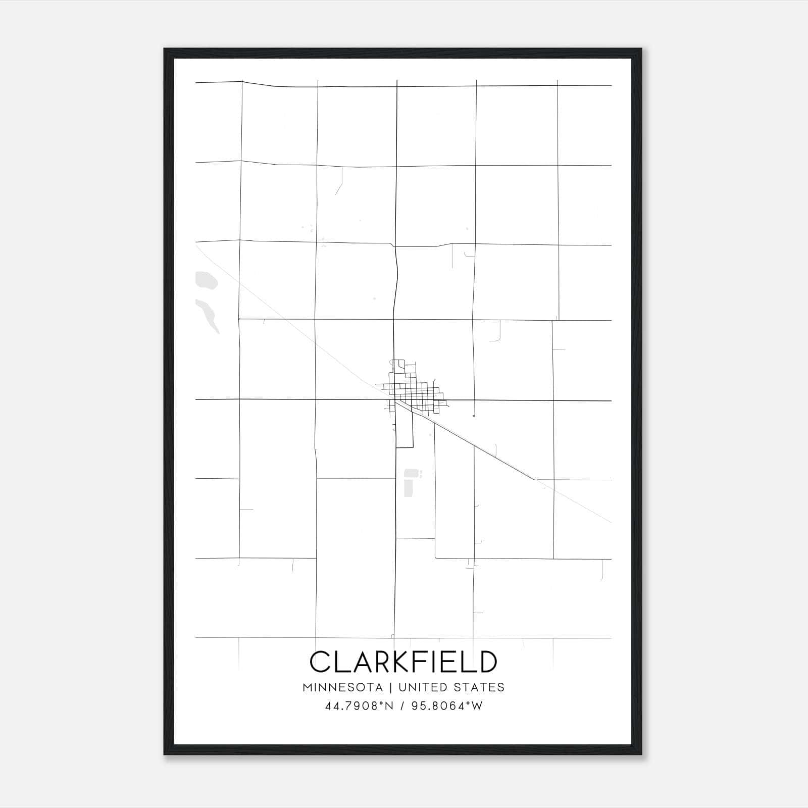 Clarkfield Minnesota Map Poster, Modern Home Decor Wall Art Print ...