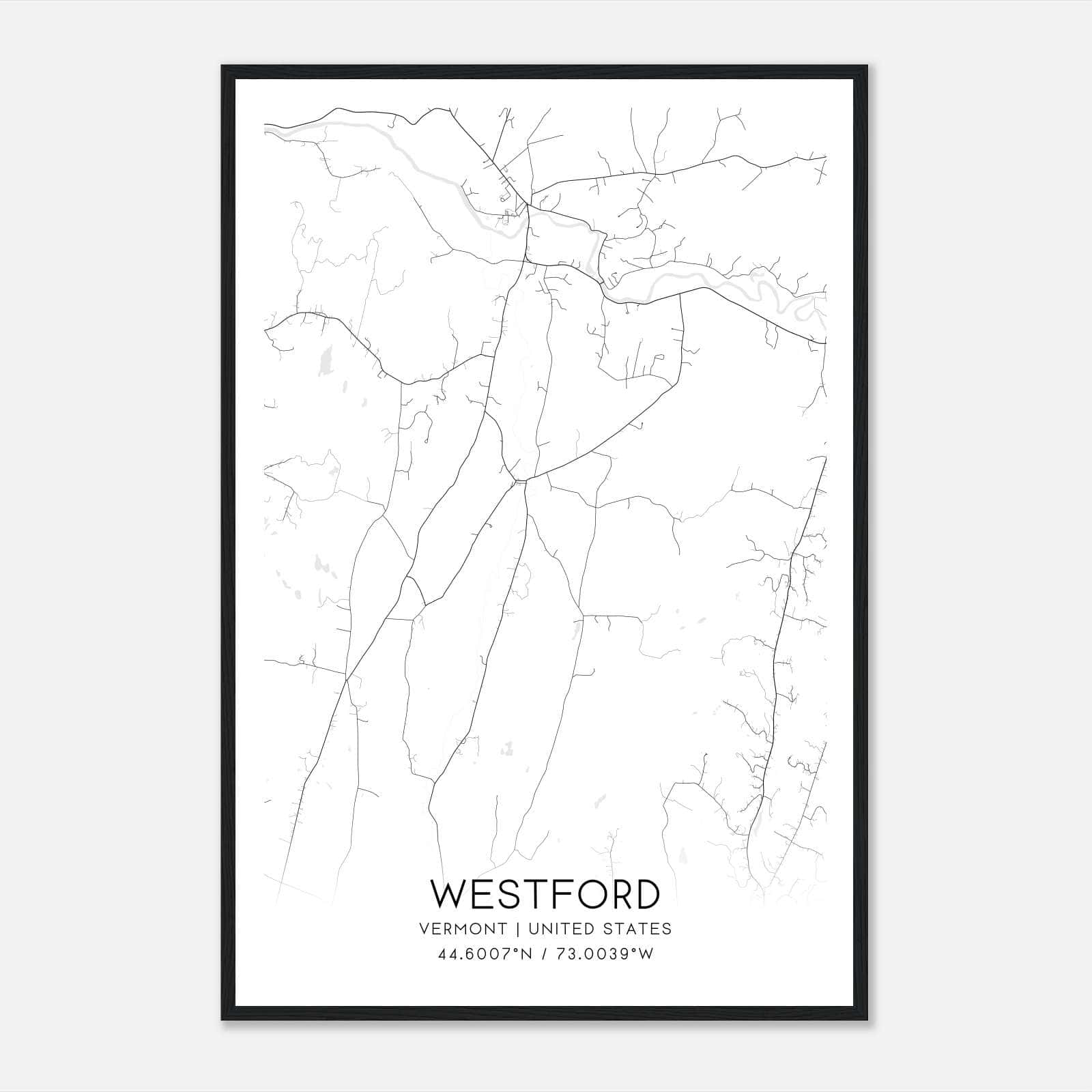 Westford Vermont Map Poster, Modern Home Decor Wall Art Print - Custom Maps & Posters