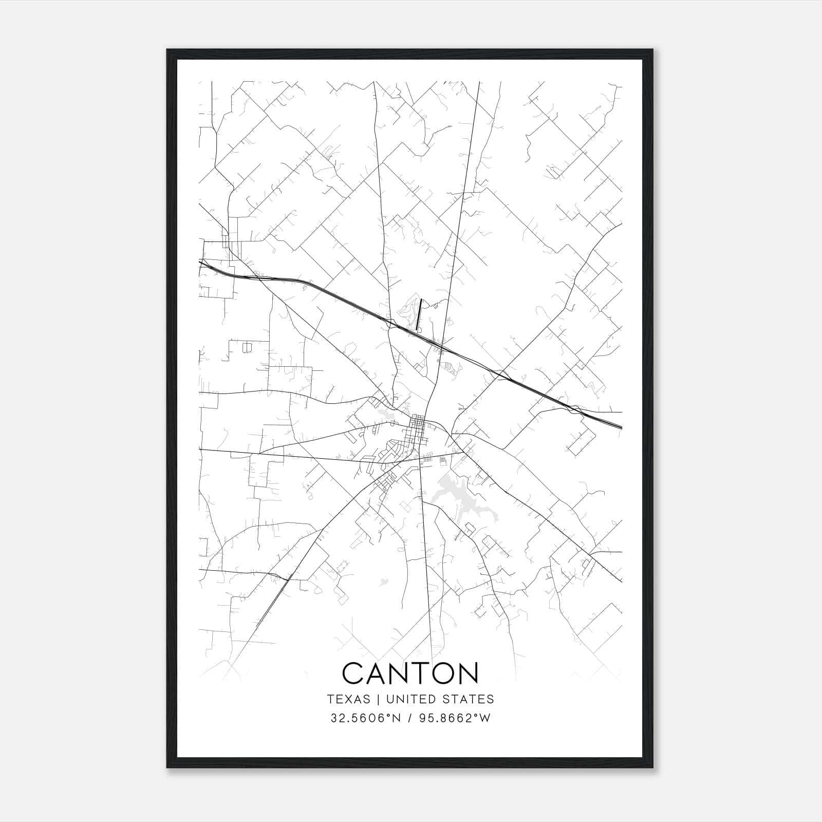 Canton Texas Map Poster, Modern Home Decor Wall Art Print - Custom Maps ...