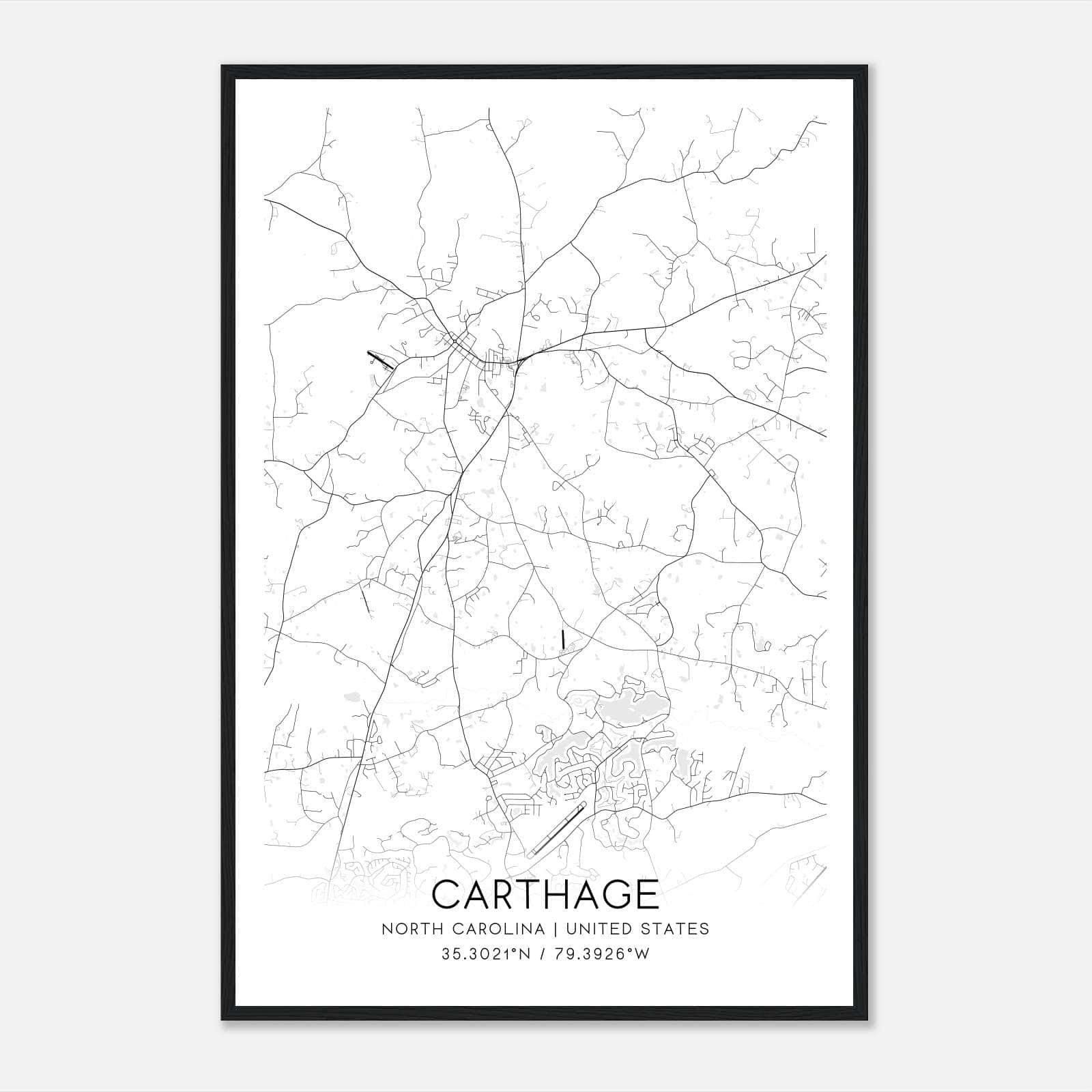 Carthage North Carolina Map Poster, Modern Home Decor Wall Art Print ...