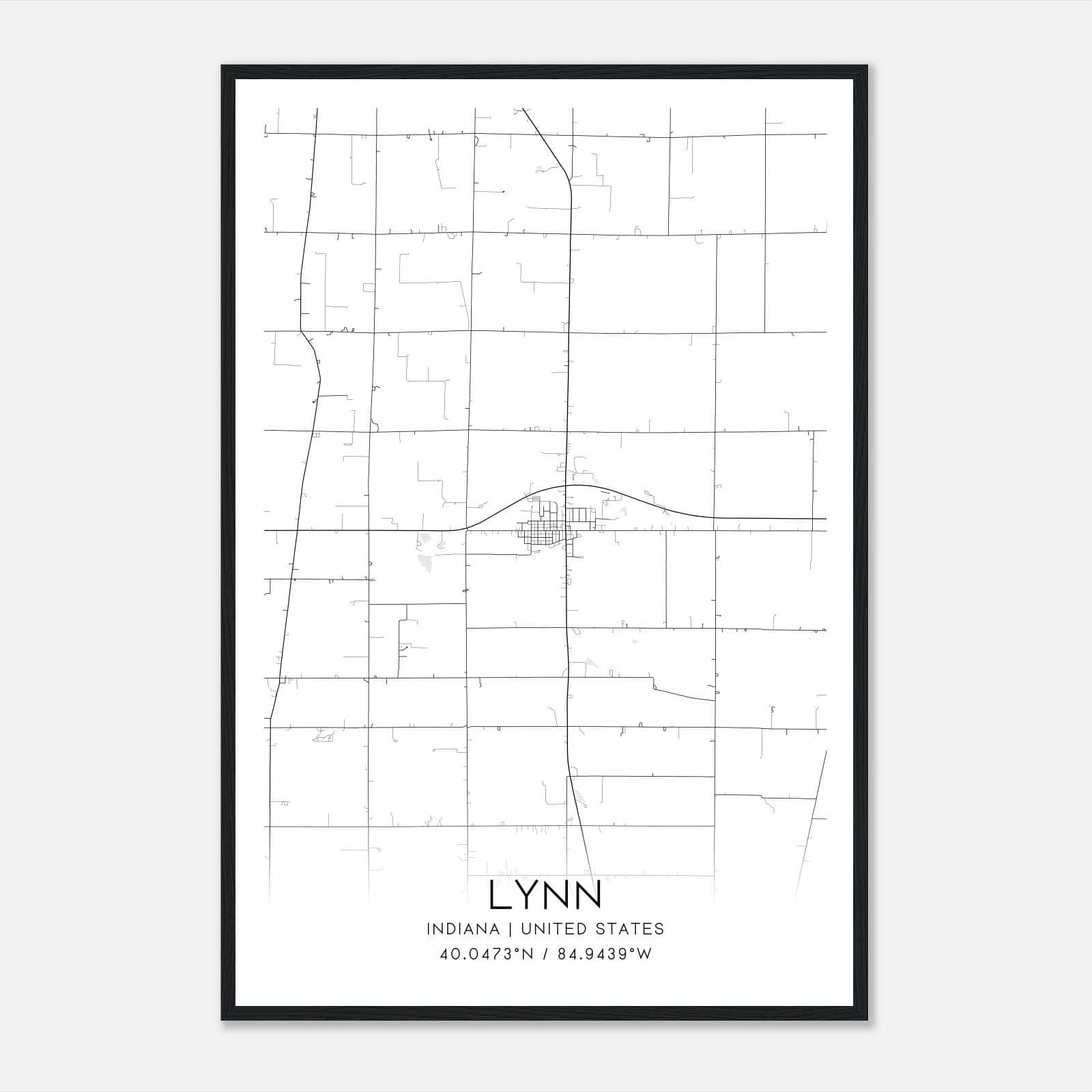 Lynn Indiana Map Poster, Modern Home Decor Wall Art Print - Custom Maps ...