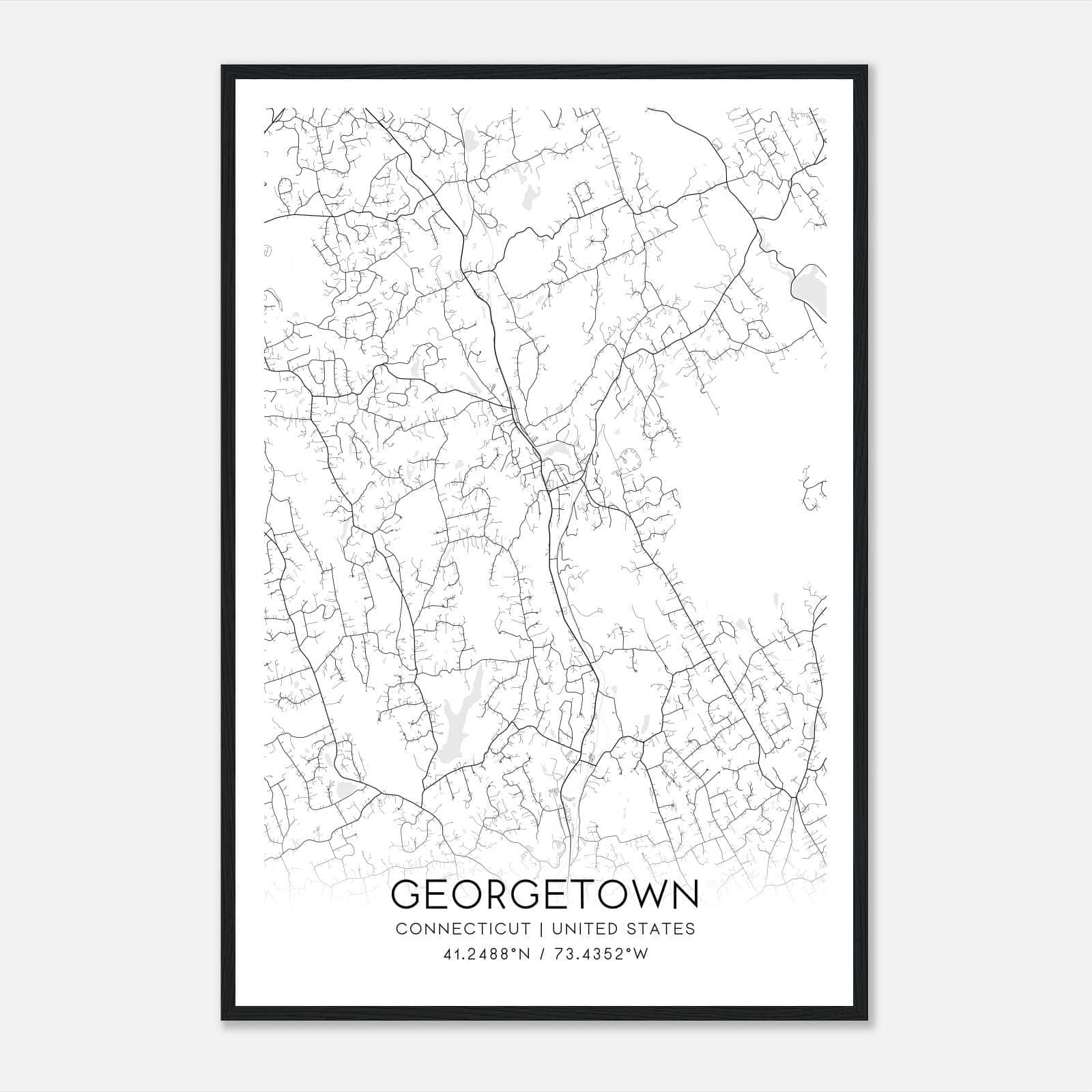 Georgetown Connecticut Map Poster, Modern Home Decor Wall Art Print ...