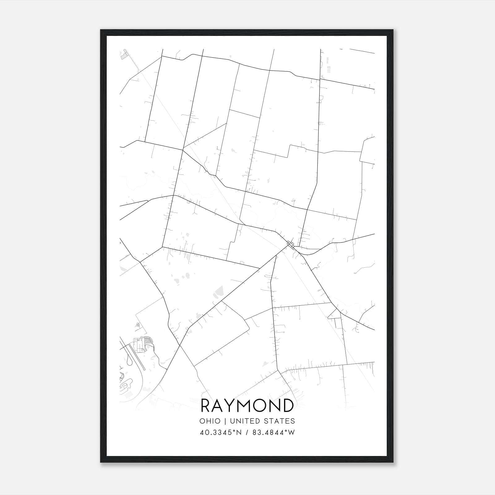 Raymond Ohio Map Poster, Modern Home Decor Wall Art Print - Custom Maps ...