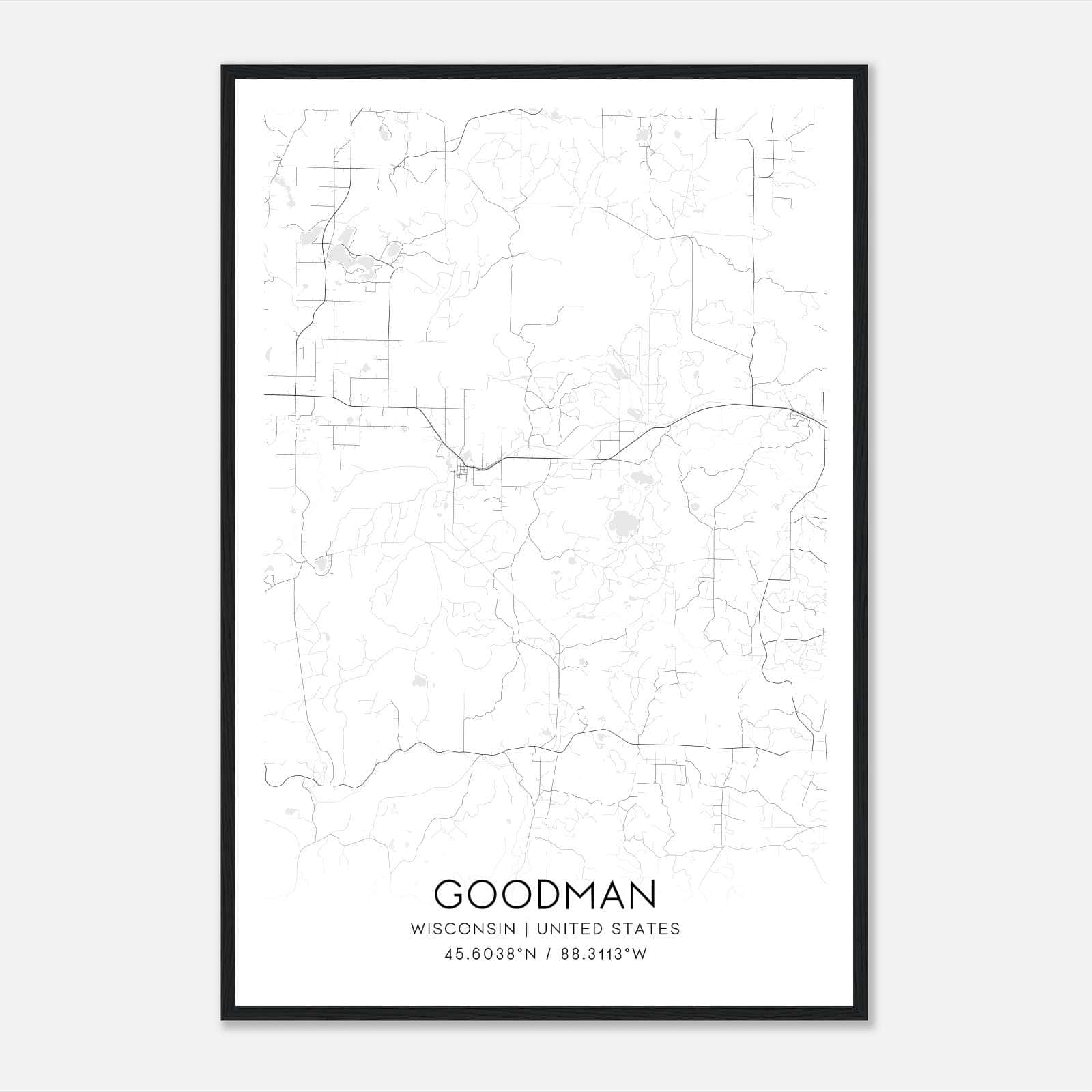 Goodman Wisconsin Map Poster, Modern Home Decor Wall Art Print - Custom ...