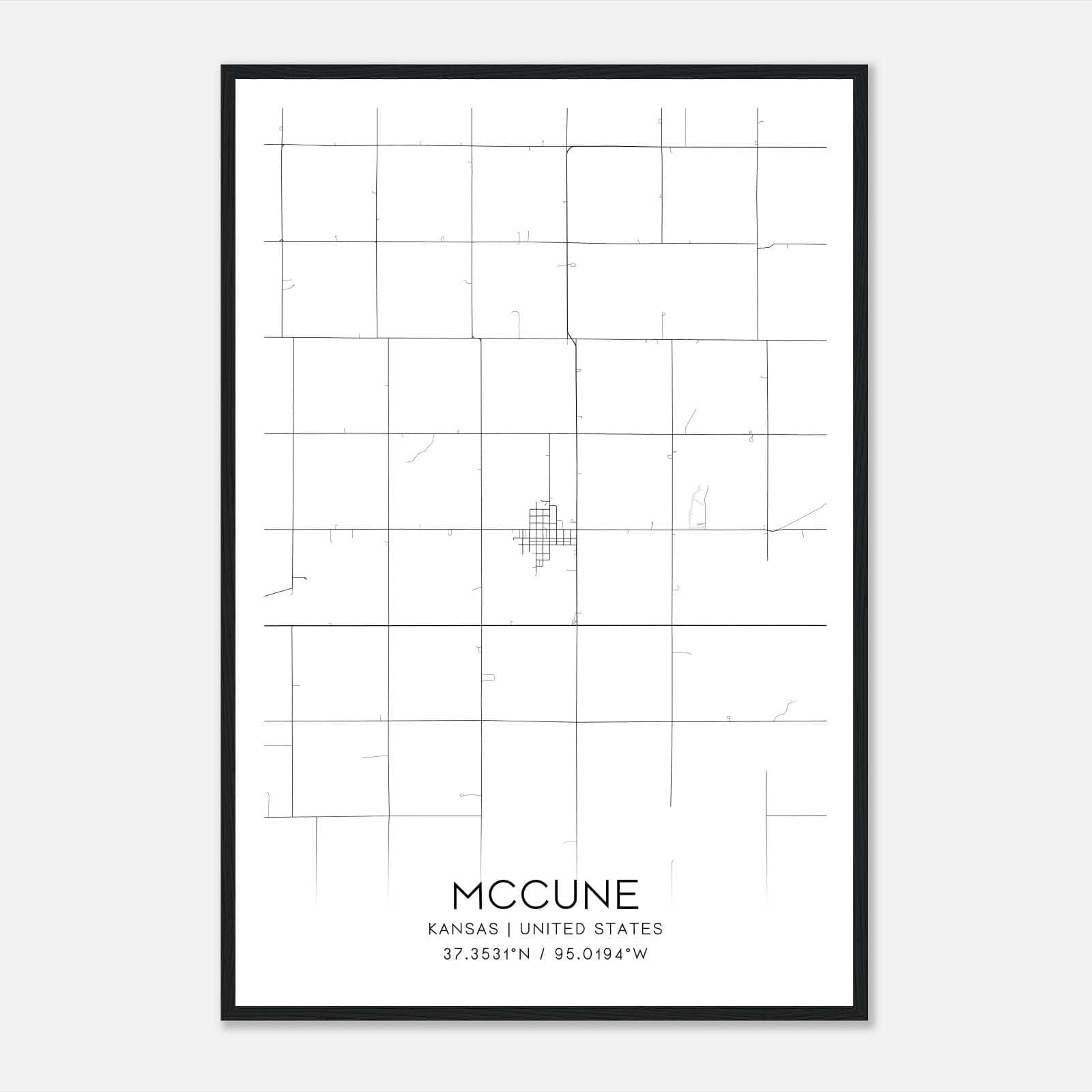 Mccune Kansas Map Poster, Modern Home Decor Wall Art Print - Custom ...