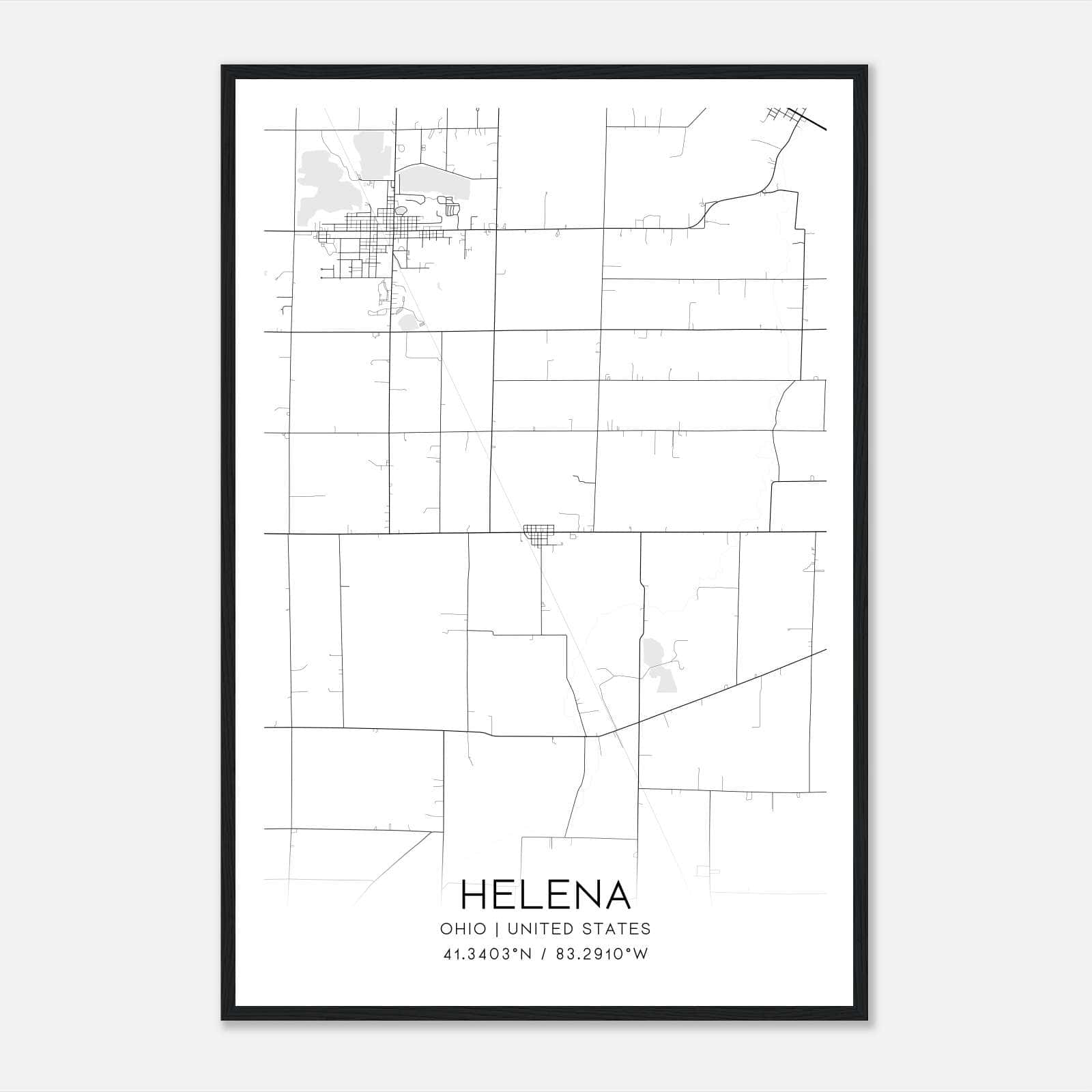 Helena Ohio Map Poster, Modern Home Decor Wall Art Print - Custom Maps ...
