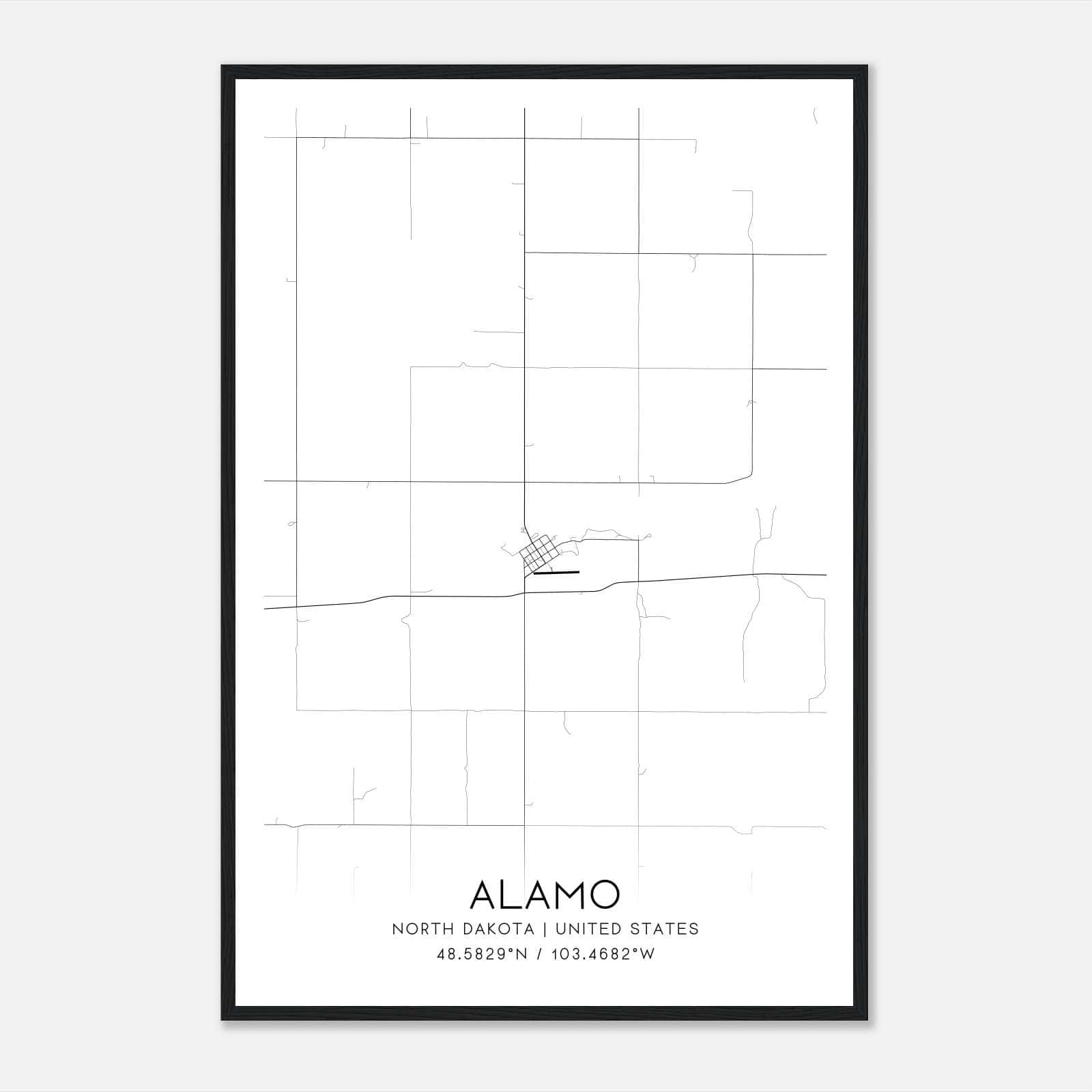 Alamo North Dakota Map Poster, Modern Home Decor Wall Art Print ...