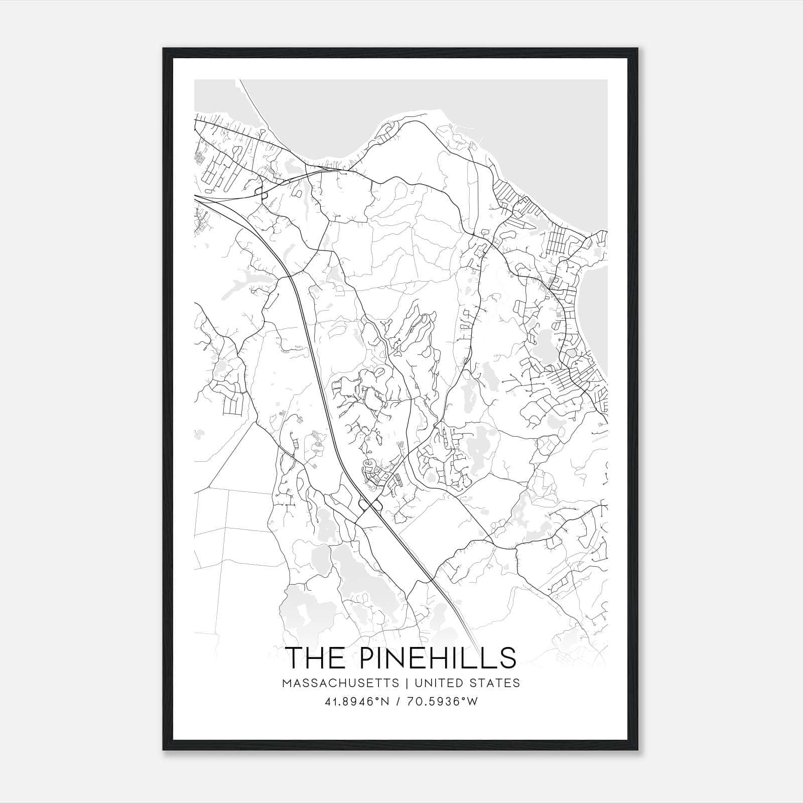 The Pinehills Massachusetts Map Poster, Modern Home Decor Wall Art Print - Custom Maps & Posters