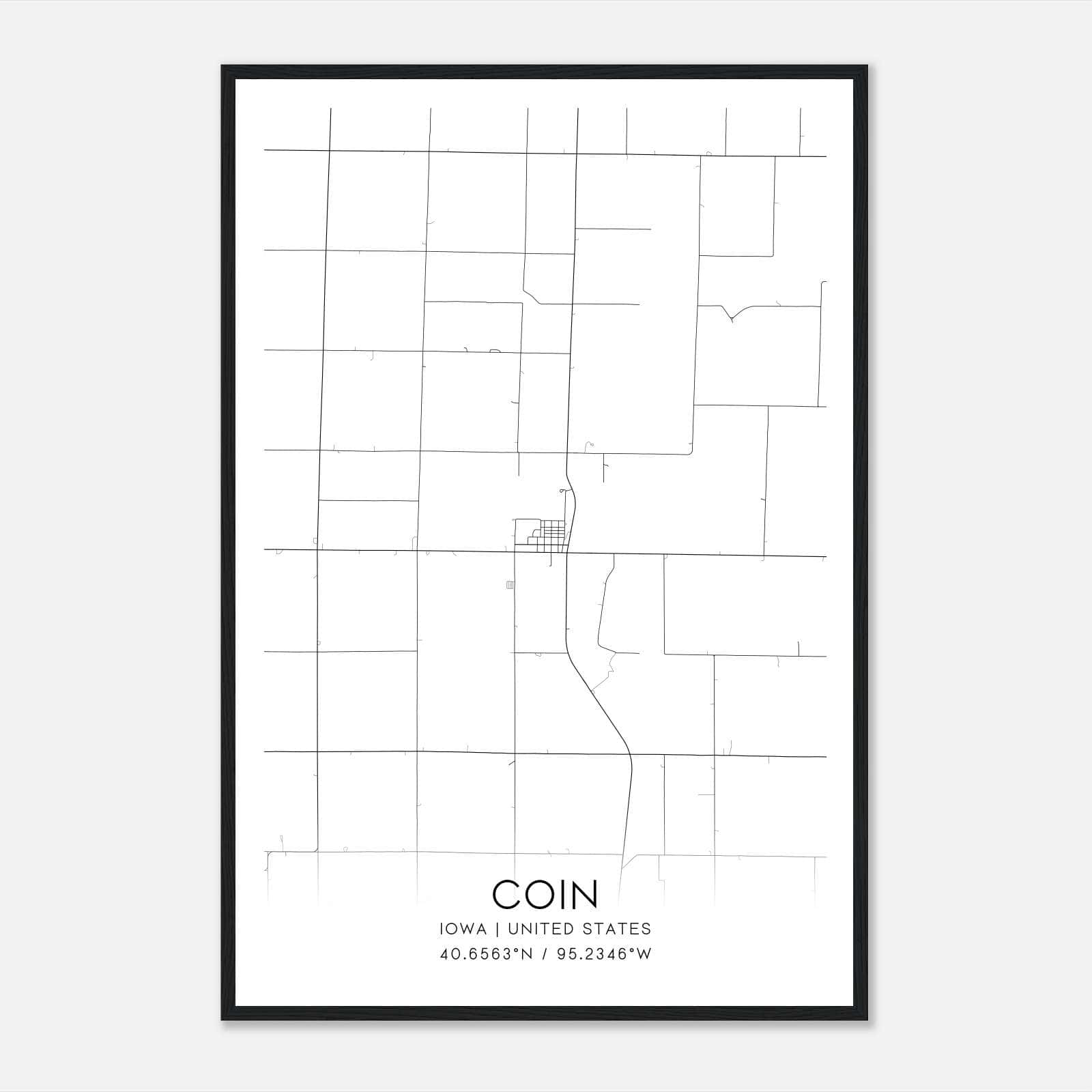 Coin Iowa Map Poster, Modern Home Decor Wall Art Print - Custom Maps ...