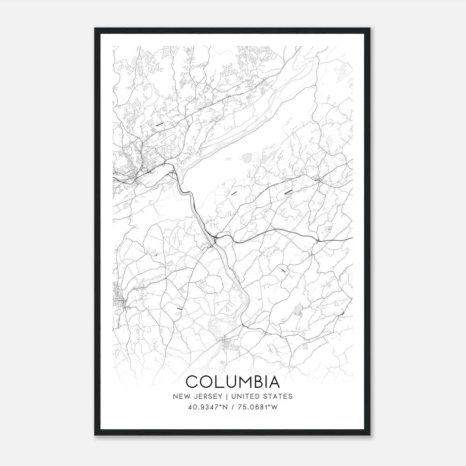 Columbia New Jersey Map Poster, Modern Home Decor Wall Art Print ...