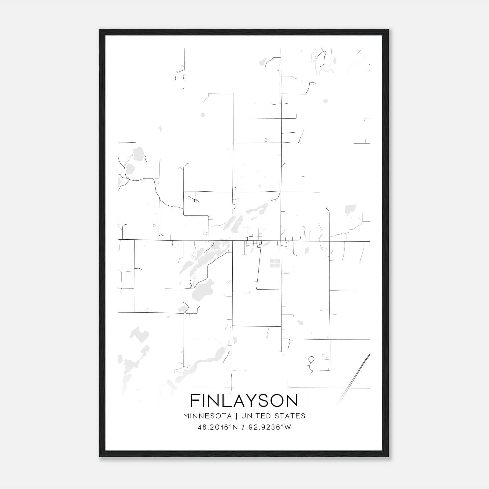 Finlayson Minnesota Map Poster, Modern Home Decor Wall Art Print ...