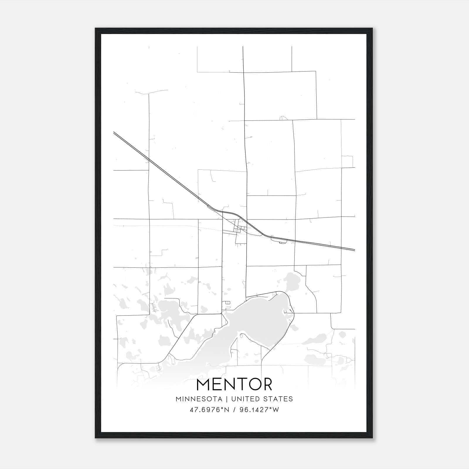 Mentor Minnesota Map Poster, Modern Home Decor Wall Art Print - Custom ...
