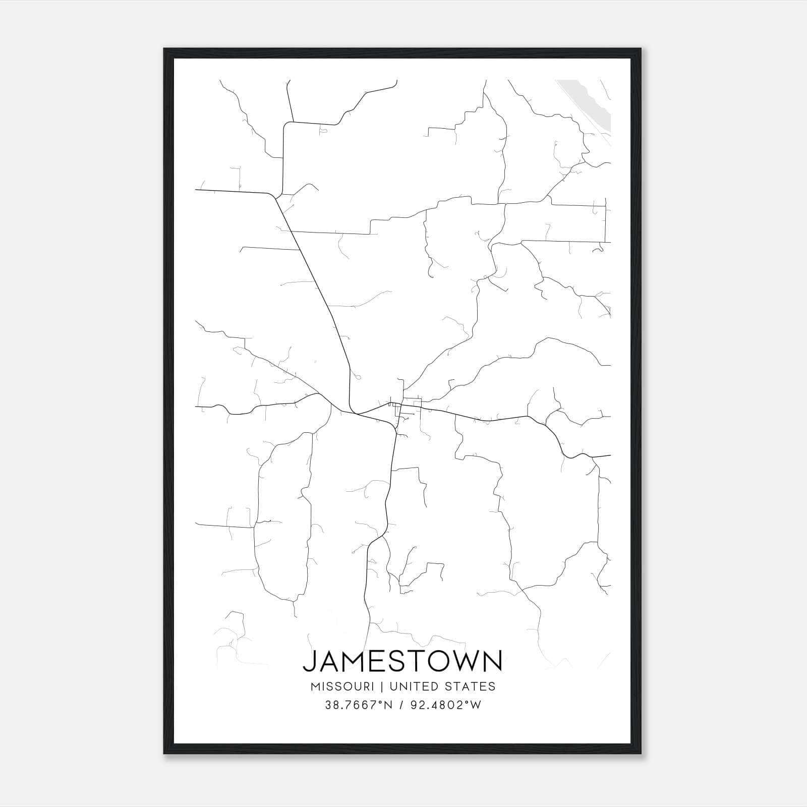 Jamestown Missouri Map Poster, Modern Home Decor Wall Art Print ...