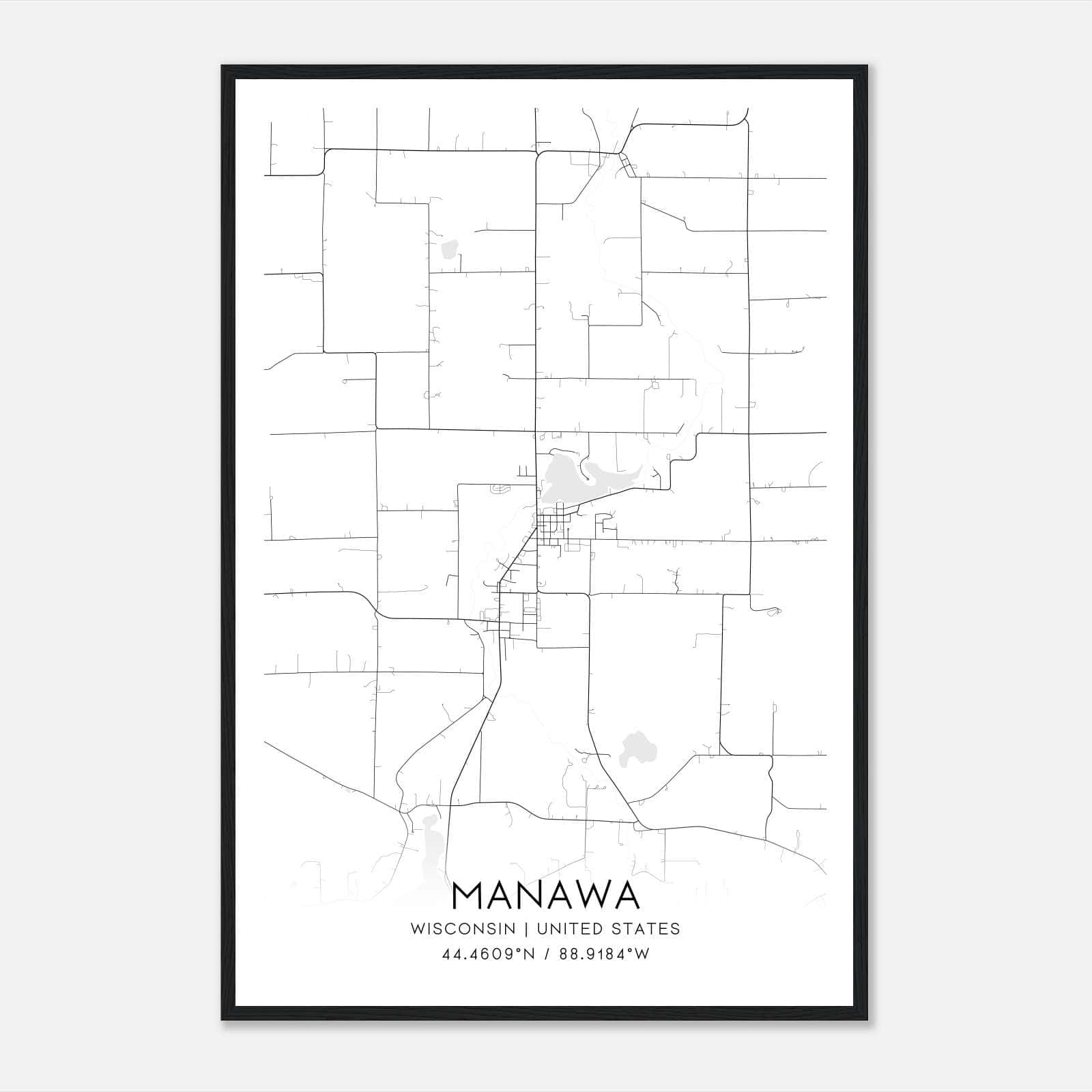 Manawa Wisconsin Map Poster, Modern Home Decor Wall Art Print - Custom ...