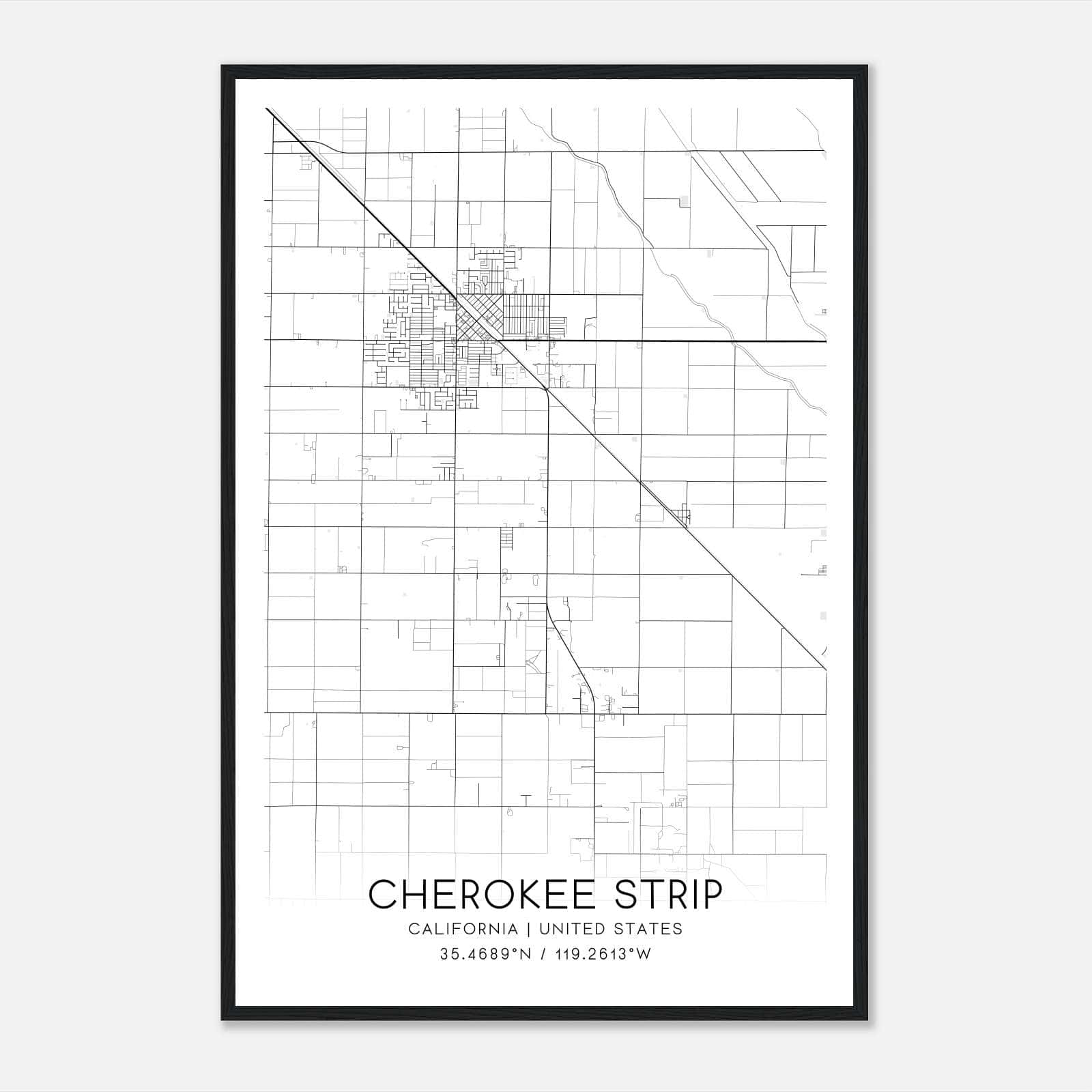 Cherokee Strip California Map Poster, Modern Home Decor Wall Art Print ...