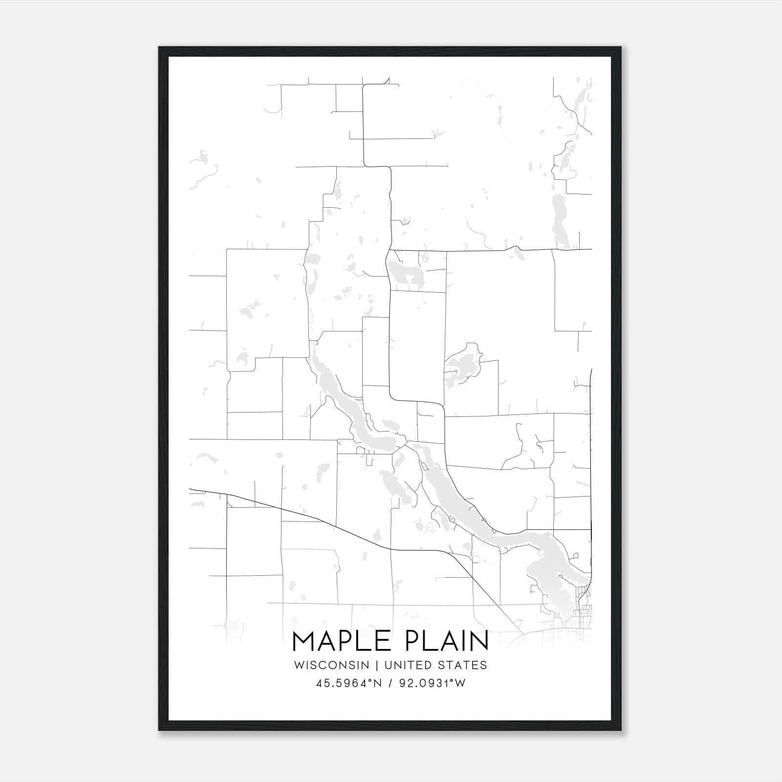 Maple Plain Wisconsin Map Poster, Modern Home Decor Wall Art Print ...