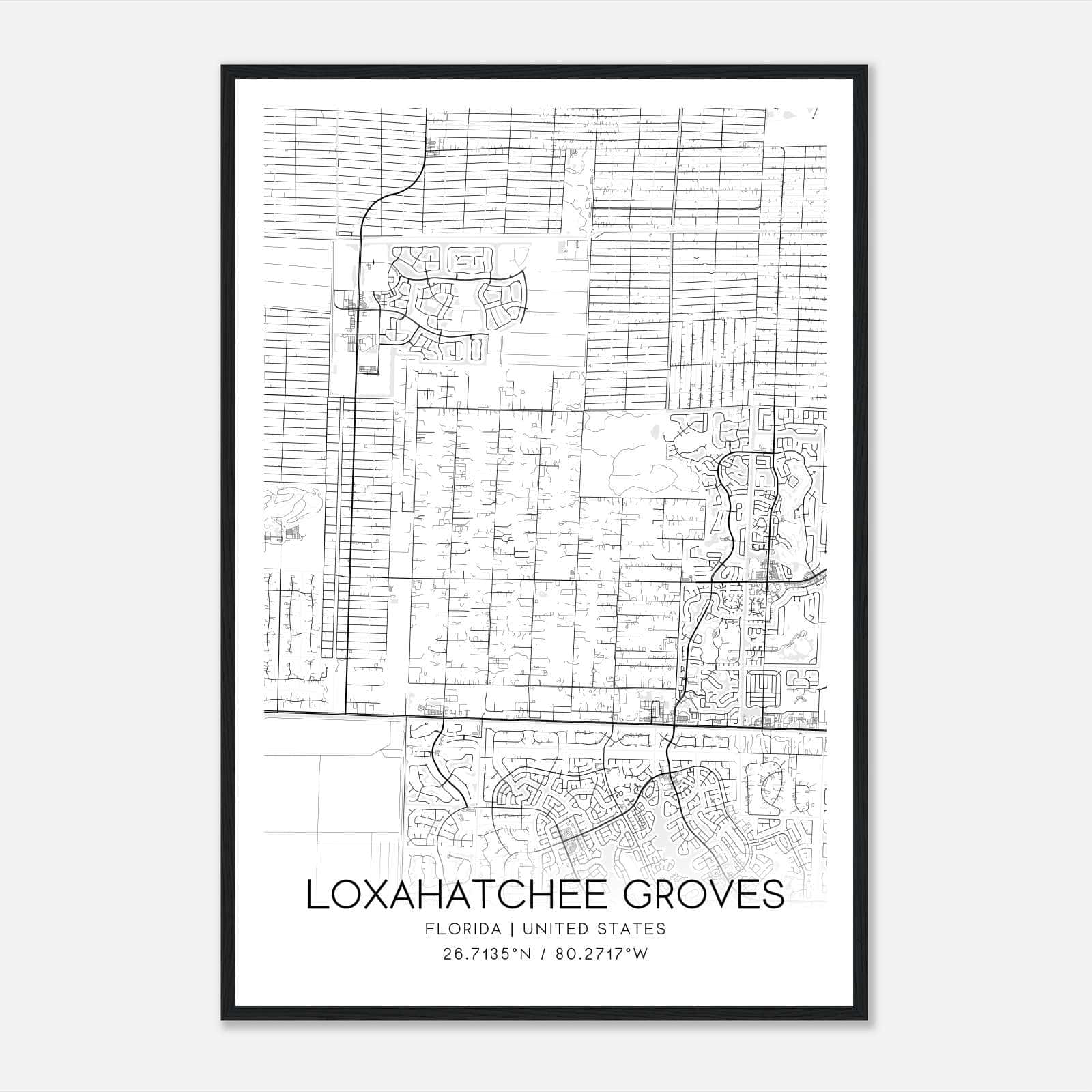 Loxahatchee Groves Florida Map Poster, Modern Home Decor Wall Art Print ...