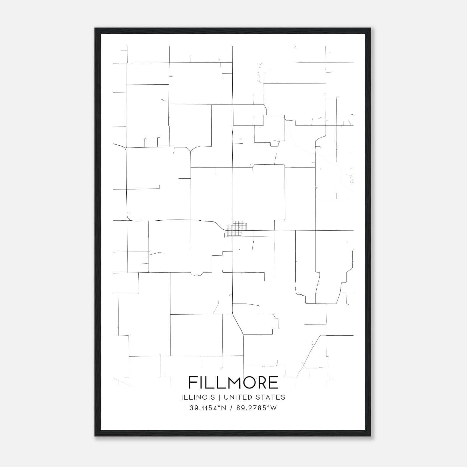Fillmore Illinois Map Poster, Modern Home Decor Wall Art Print - Custom ...