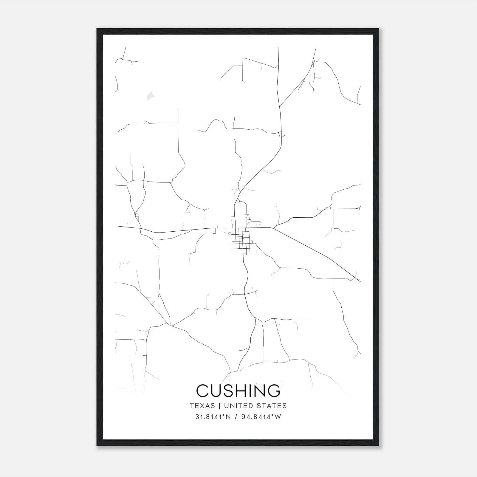 Cushing Texas Map Poster, Modern Home Decor Wall Art Print - Custom ...