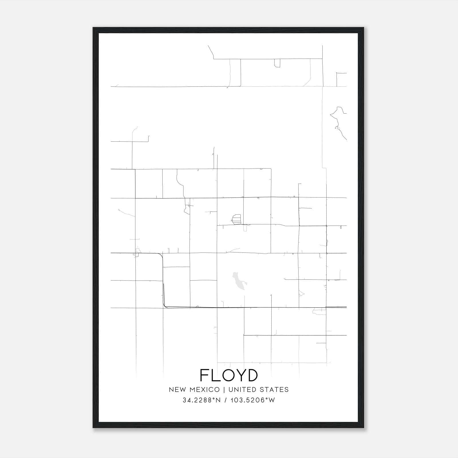 Floyd New Mexico Map Poster, Modern Home Decor Wall Art Print - Custom ...