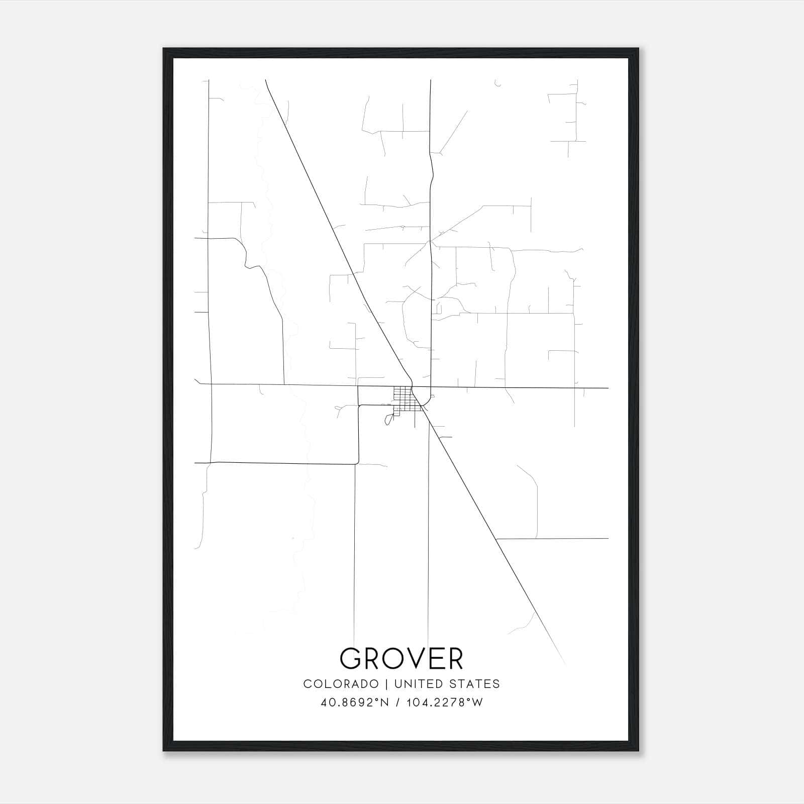 Grover Colorado Map Poster, Modern Home Decor Wall Art Print - Custom ...