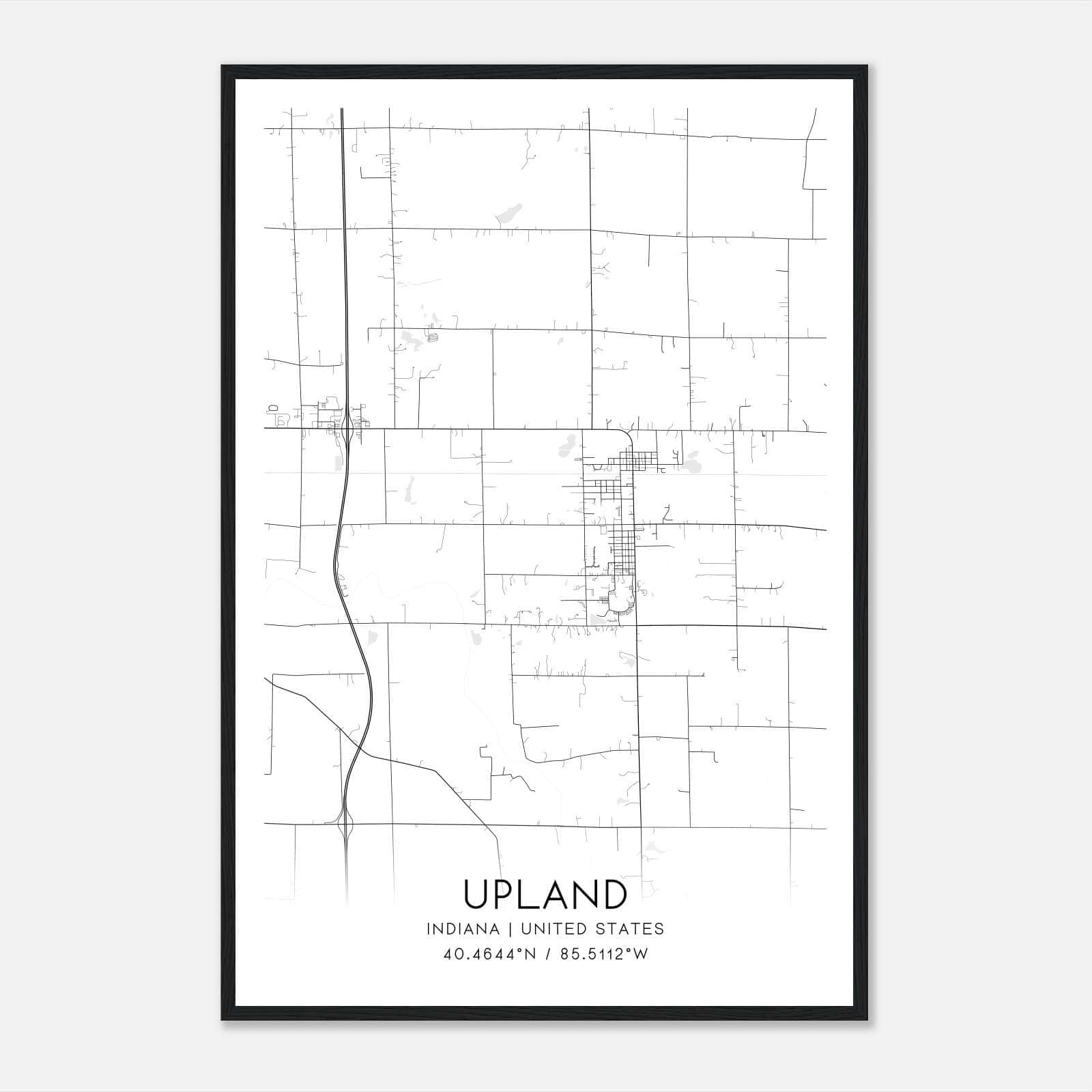 Upland Indiana Map Poster, Modern Home Decor Wall Art Print - Custom ...