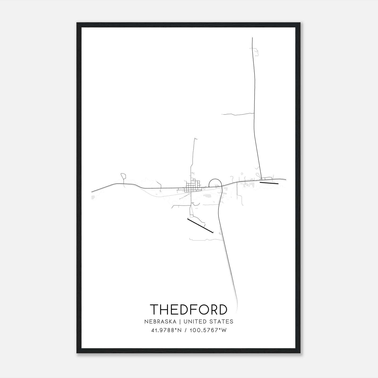 Thedford Nebraska Map Poster, Modern Home Decor Wall Art Print - Custom ...