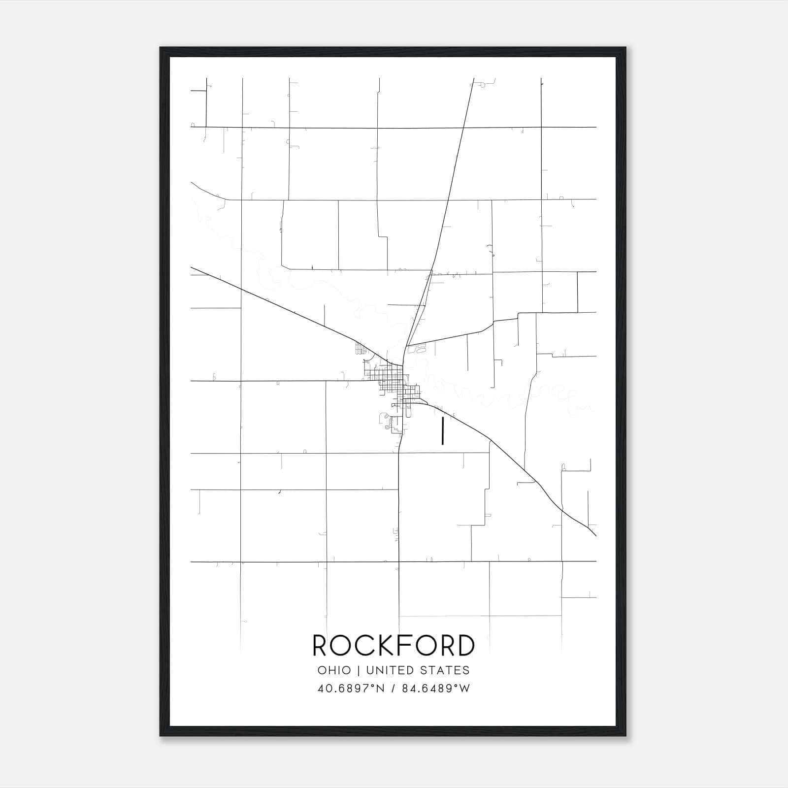 Rockford Ohio Map Poster, Modern Home Decor Wall Art Print - Custom ...