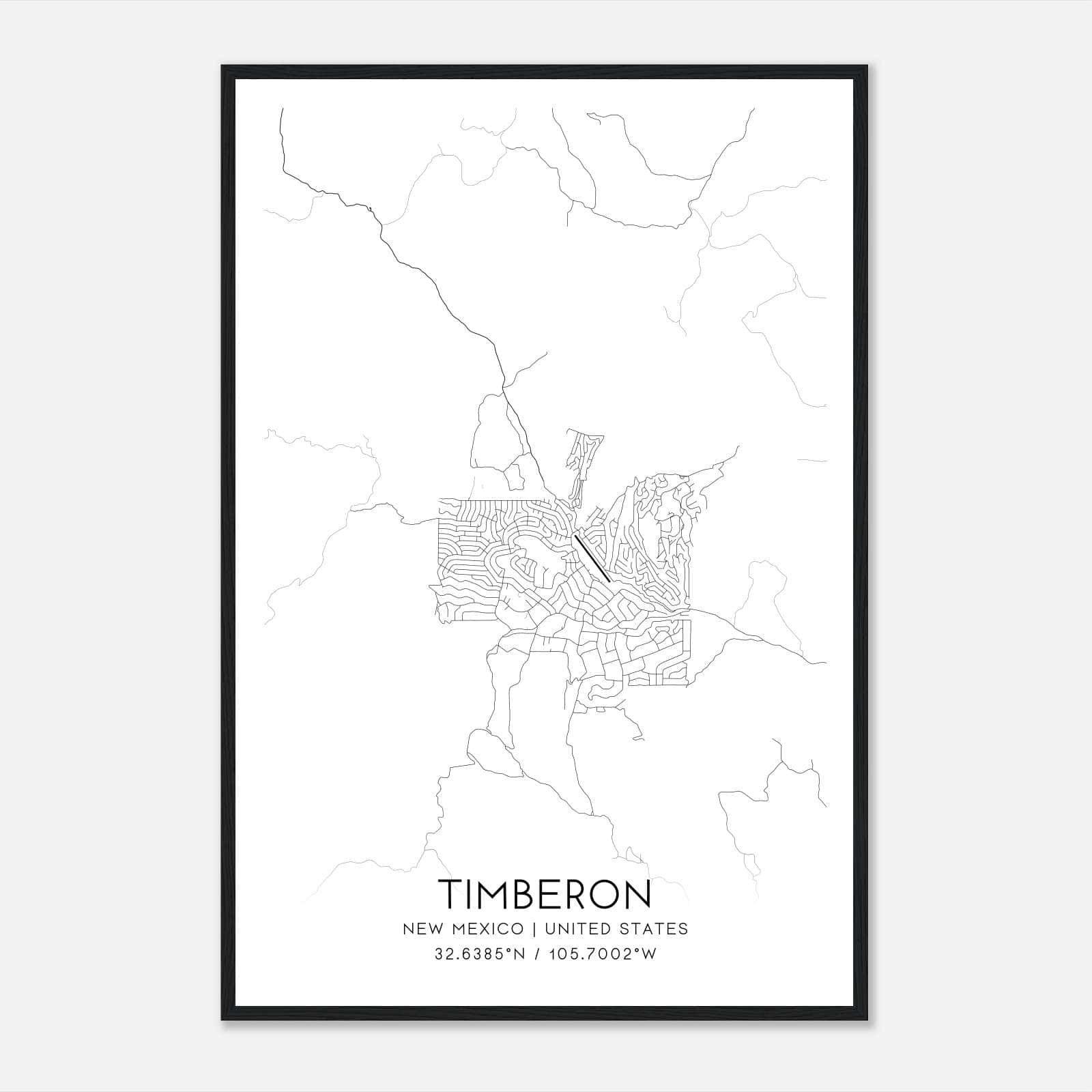 Timberon New Mexico Map Poster, Modern Home Decor Wall Art Print ...