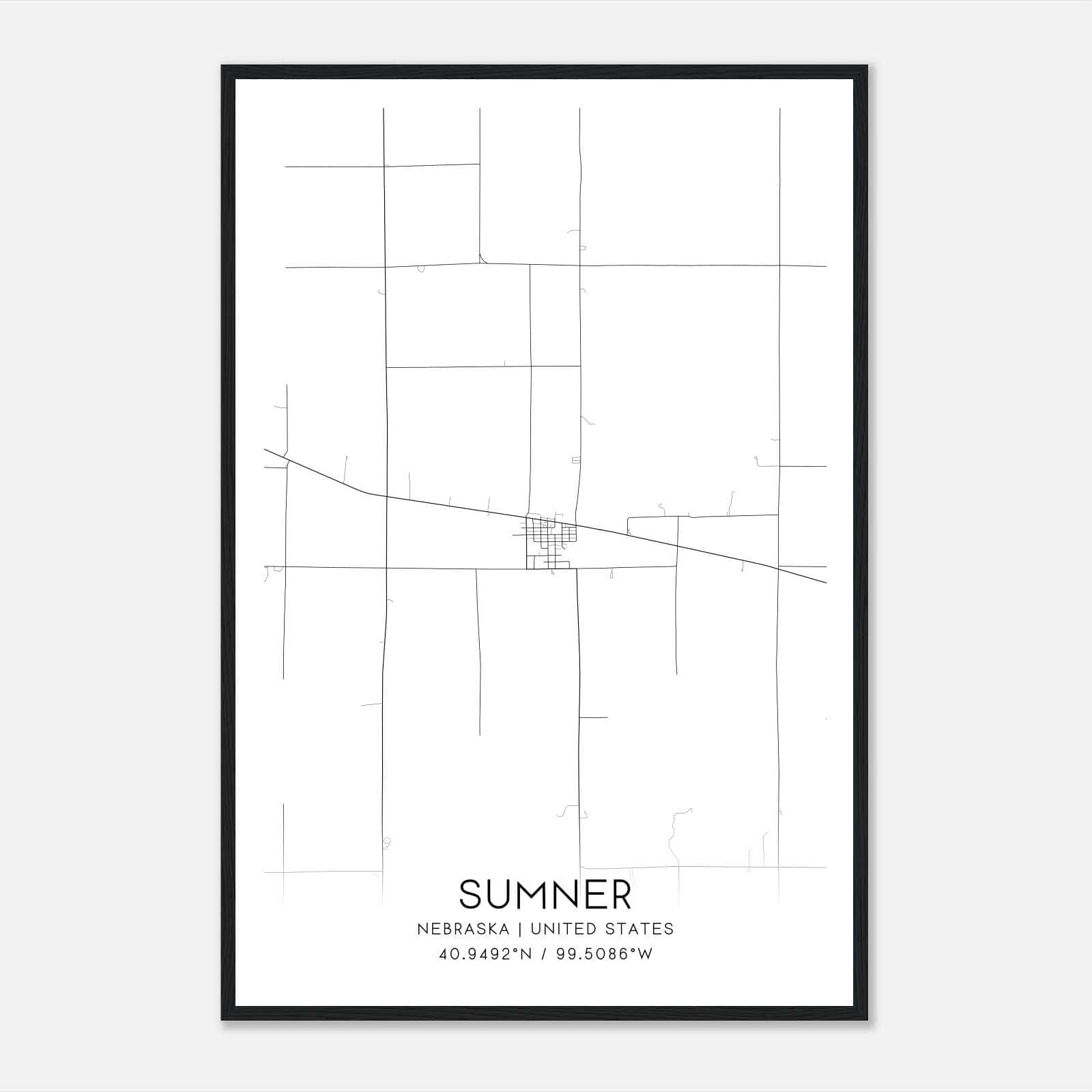 Sumner Nebraska Map Poster, Modern Home Decor Wall Art Print - Custom ...
