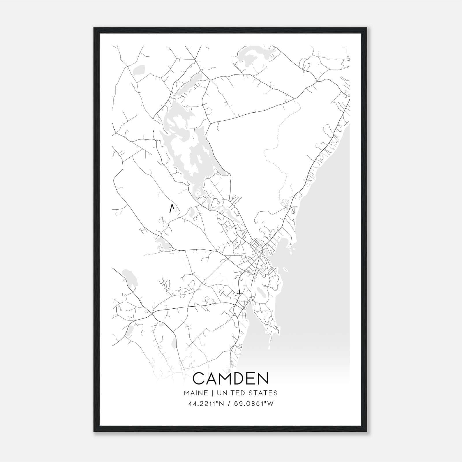 Camden Maine Map Poster, Modern Home Decor Wall Art Print - Custom Maps ...