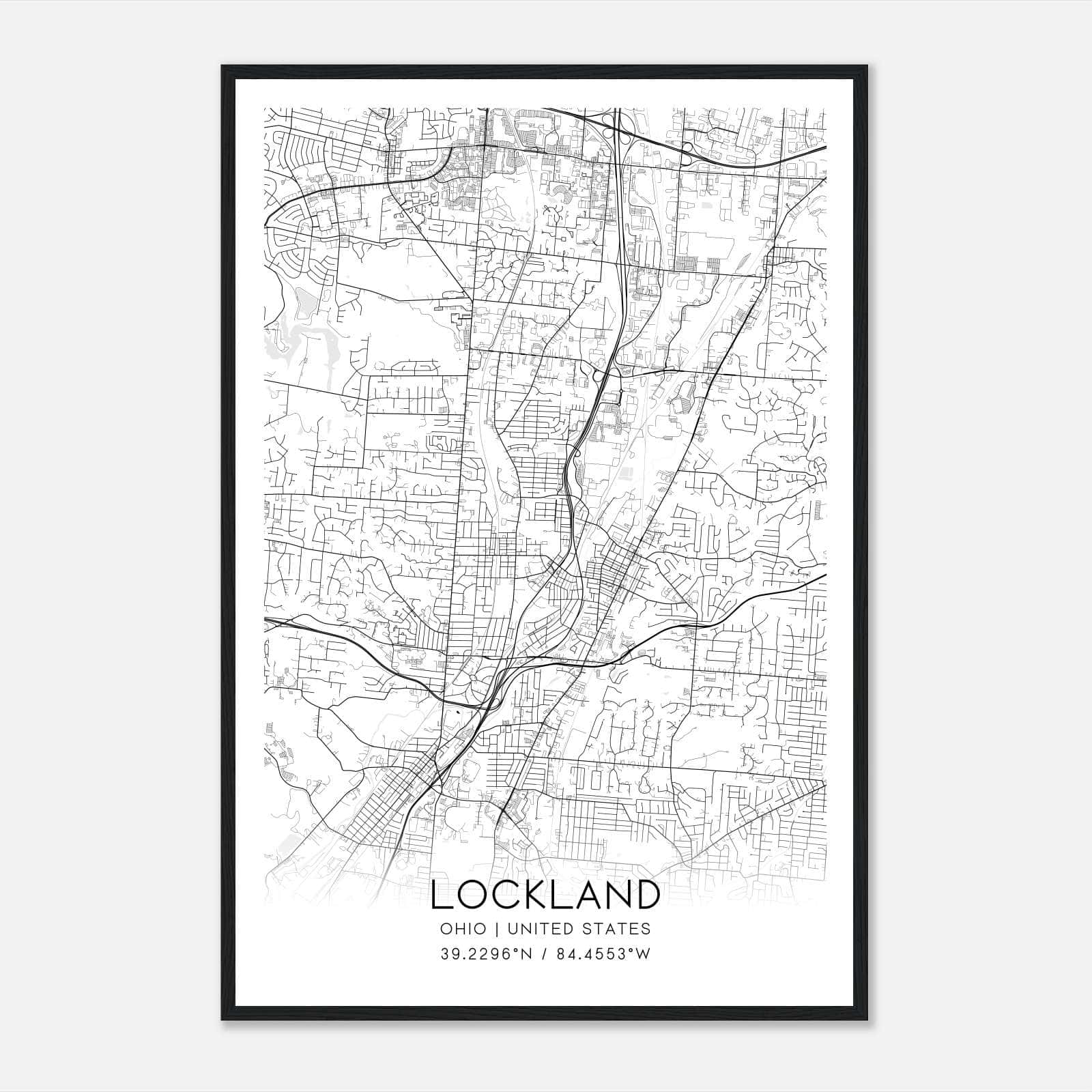 Lockland Ohio Map Poster, Modern Home Decor Wall Art Print - Custom ...