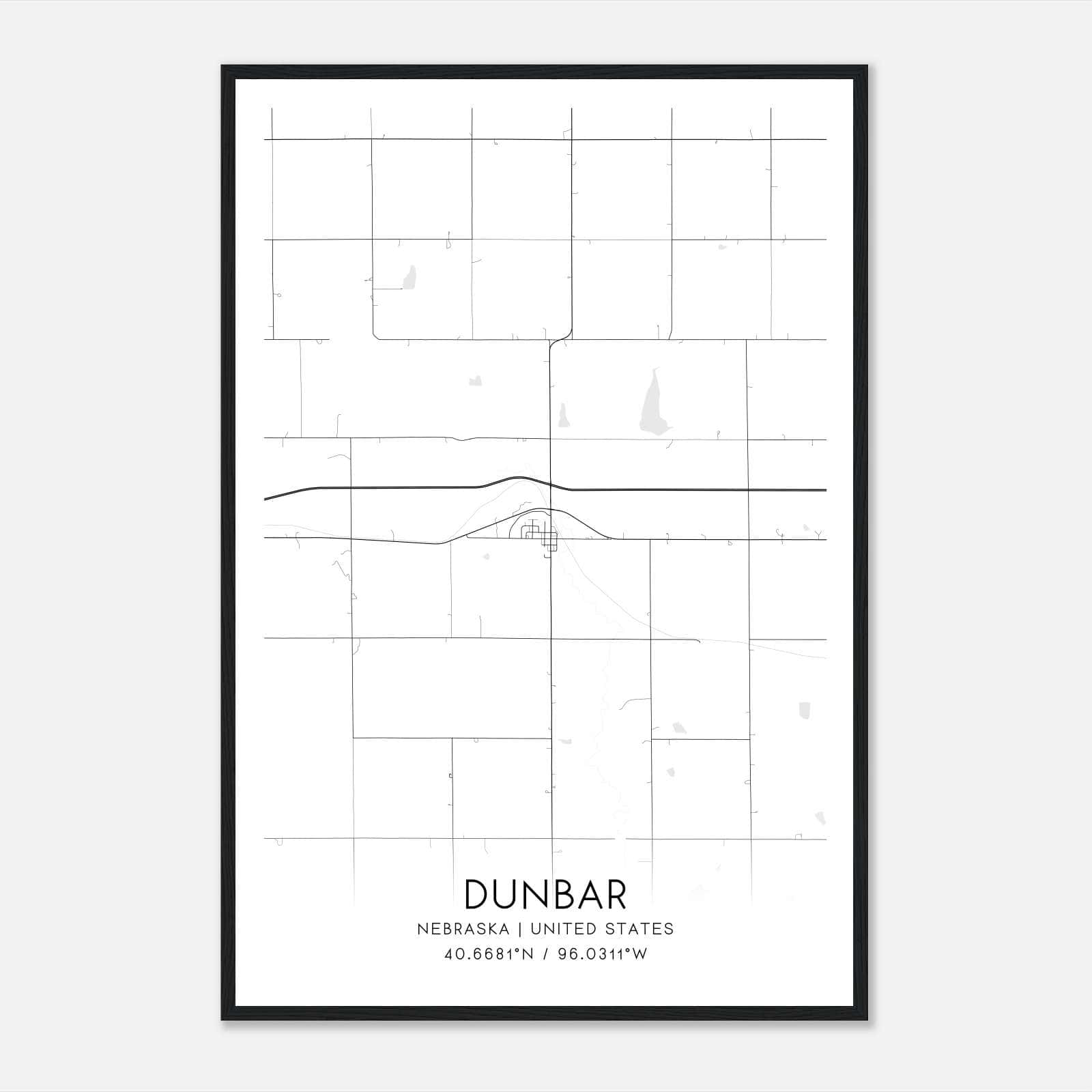 Dunbar Nebraska Map Poster, Modern Home Decor Wall Art Print - Custom ...