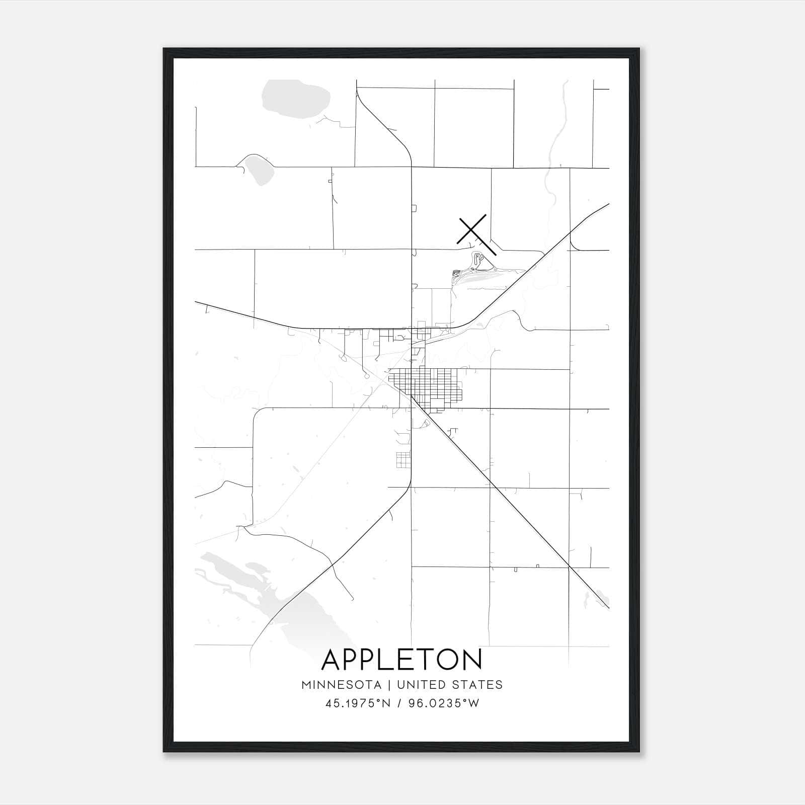 Appleton Minnesota Map Poster, Modern Home Decor Wall Art Print ...
