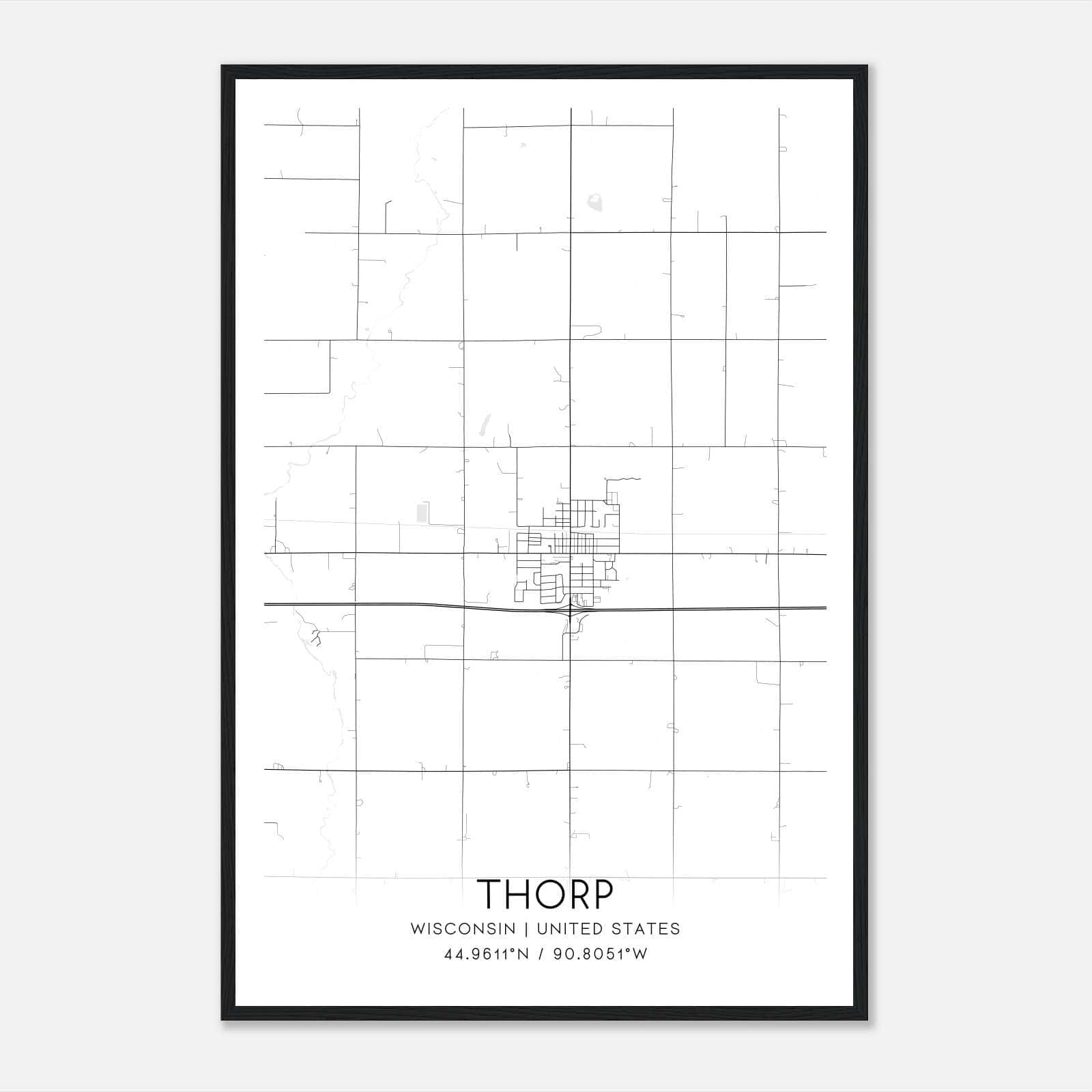 Thorp Wisconsin Map Poster, Modern Home Decor Wall Art Print - Custom ...