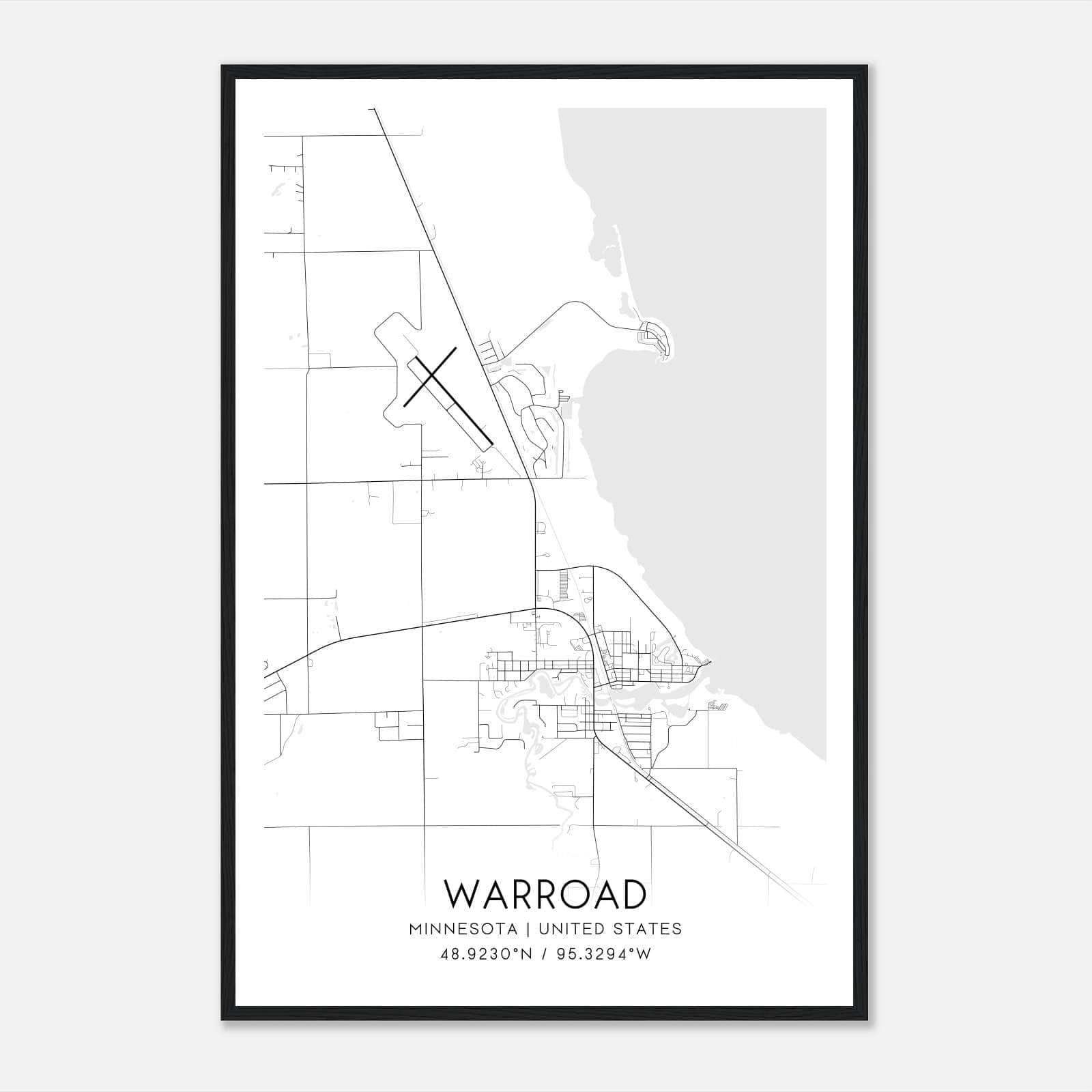 Warroad Minnesota Map Poster, Modern Home Decor Wall Art Print - Custom ...