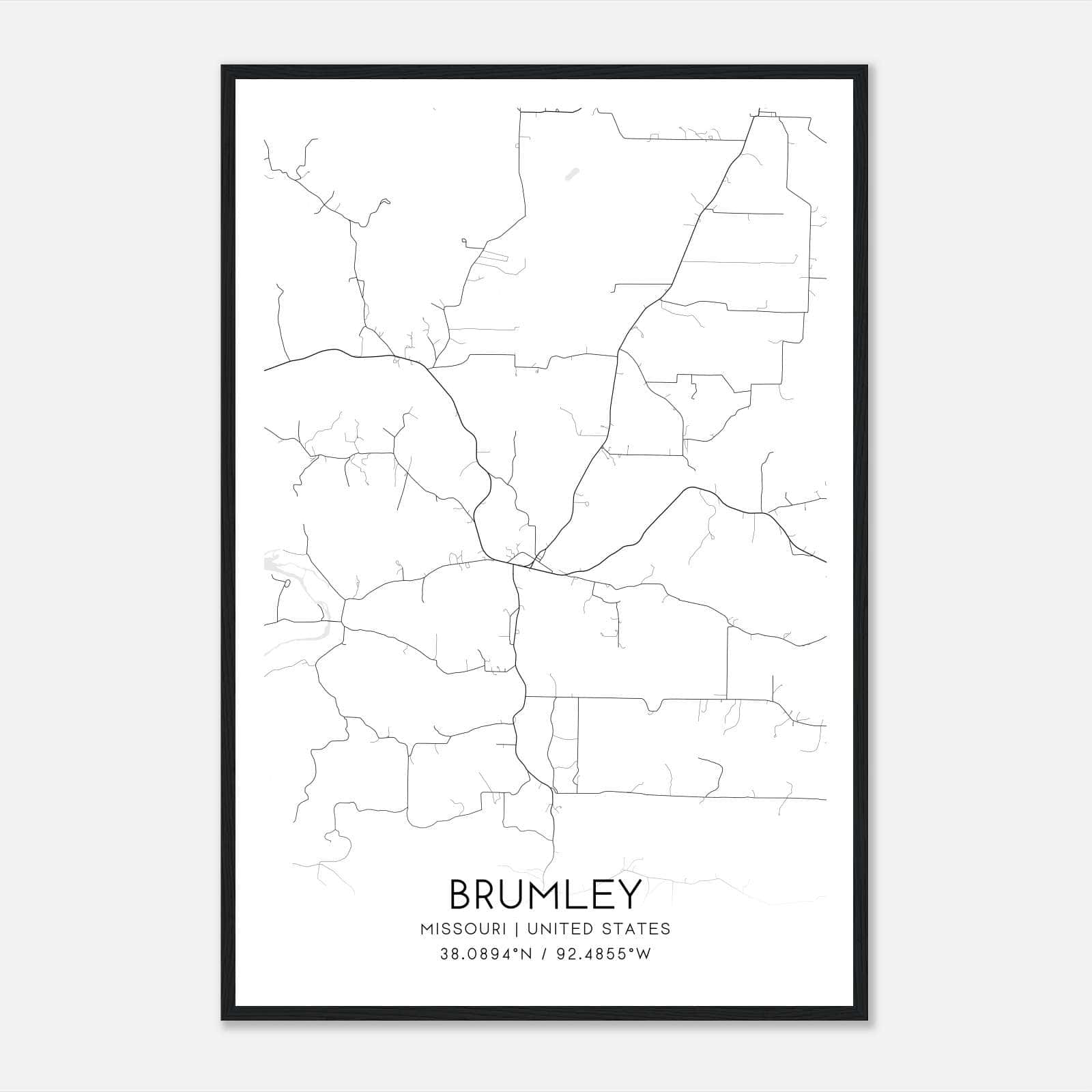 Brumley Missouri Map Poster, Modern Home Decor Wall Art Print - Custom Maps & Posters