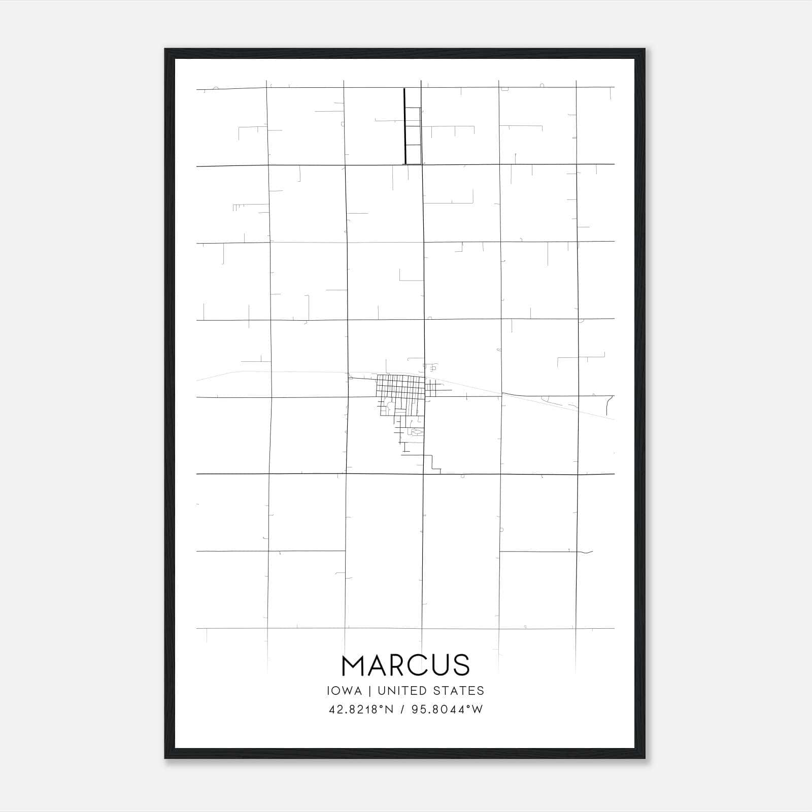 Marcus Iowa Map Poster, Modern Home Decor Wall Art Print - Custom Maps ...