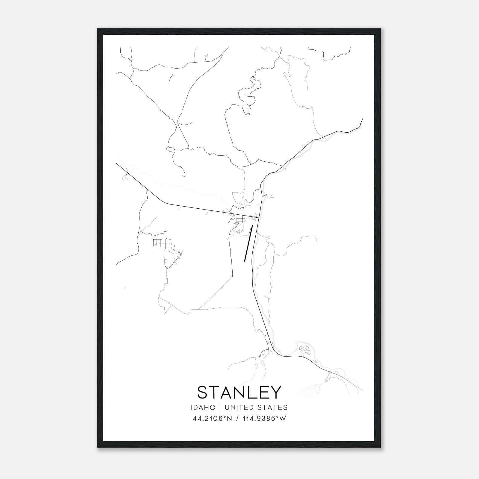 Stanley Idaho Map Poster, Modern Home Decor Wall Art Print - Custom ...