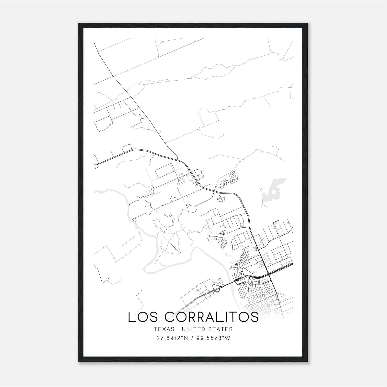 Los Corralitos Texas Map Poster, Modern Home Decor Wall Art Print ...