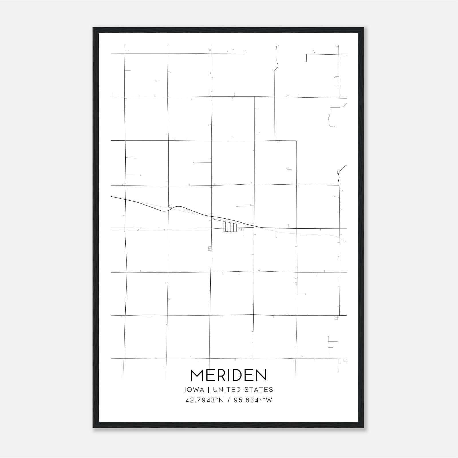 Meriden Iowa Map Poster, Modern Home Decor Wall Art Print - Custom Maps ...