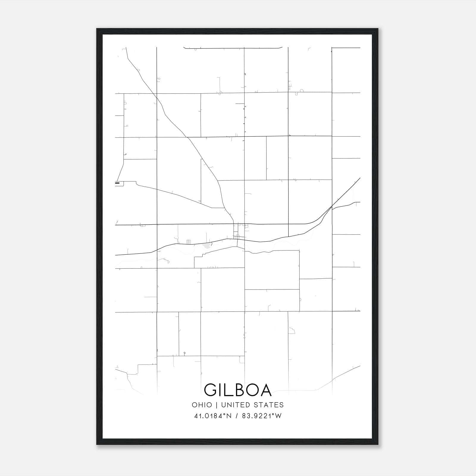 Gilboa Ohio Map Poster, Modern Home Decor Wall Art Print - Custom Maps ...